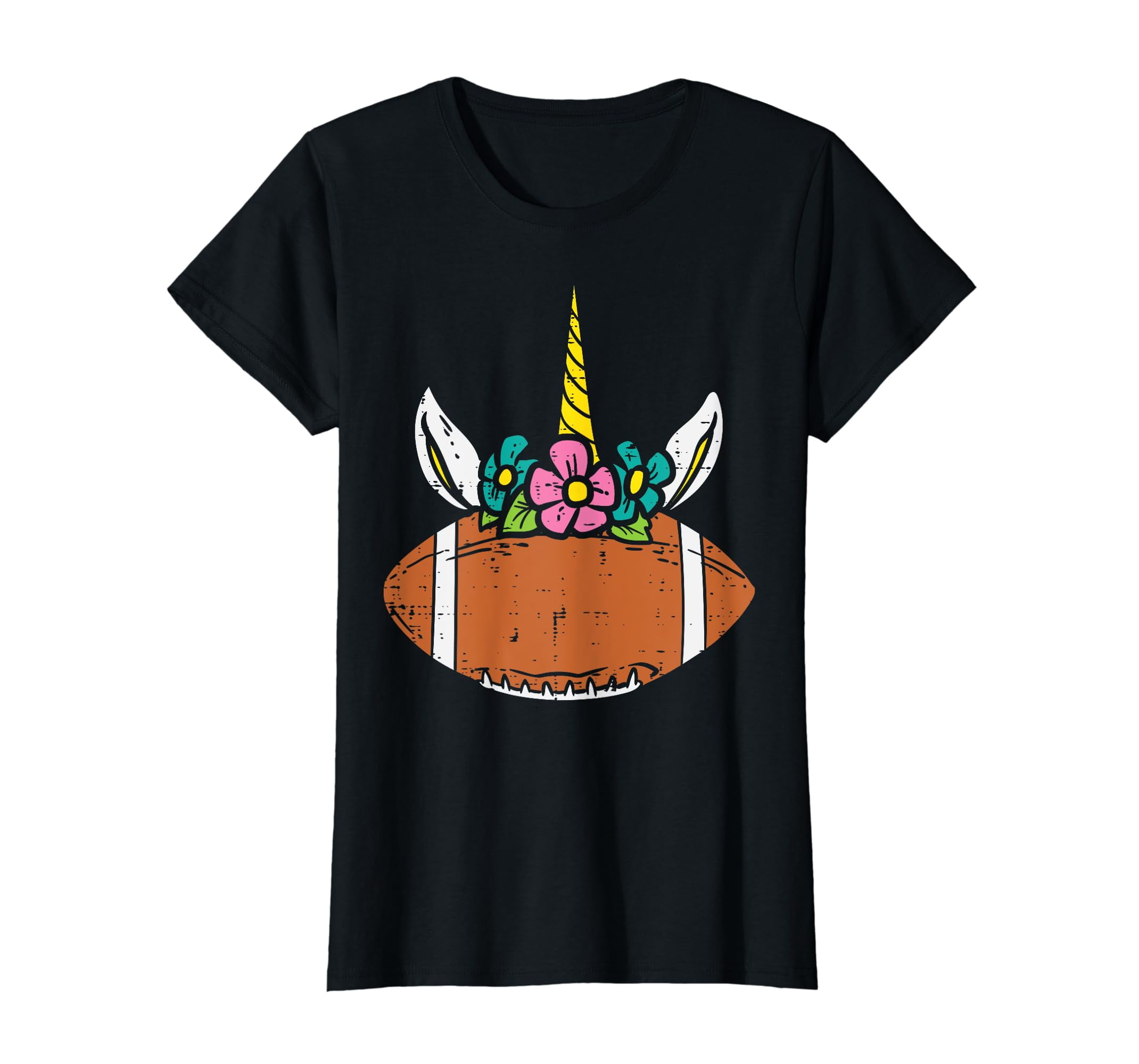 Unicorn Head American Football Cute Fan Player Men Girls Women T-Shirt ...