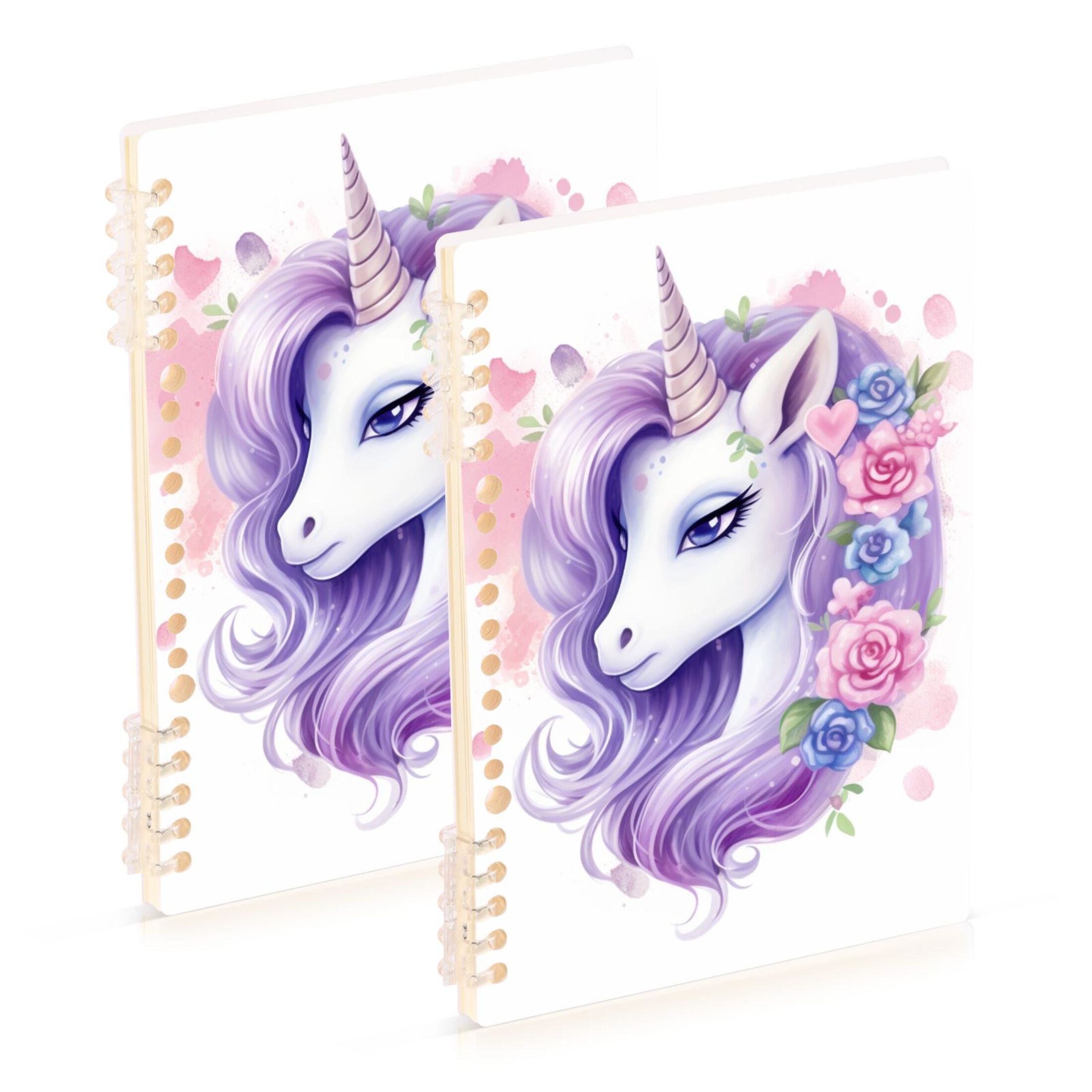 Unicorn Head Flowers Hair Ring Binder Notebook Journey Note Diary ...