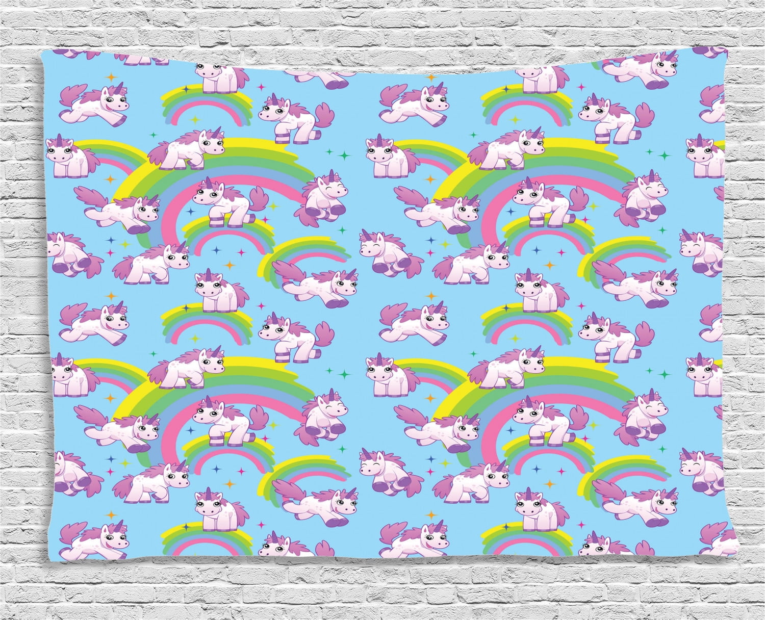 Unicorn Home and Kids Decor Tapestry, Repeating Pattern Mystical ...