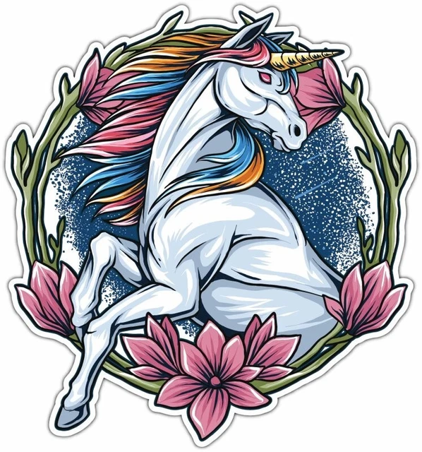 Unicorn Horse Mythical Creature Flowers Car Stickerphone Decal Water Bottle Stickers, Vinyl ...