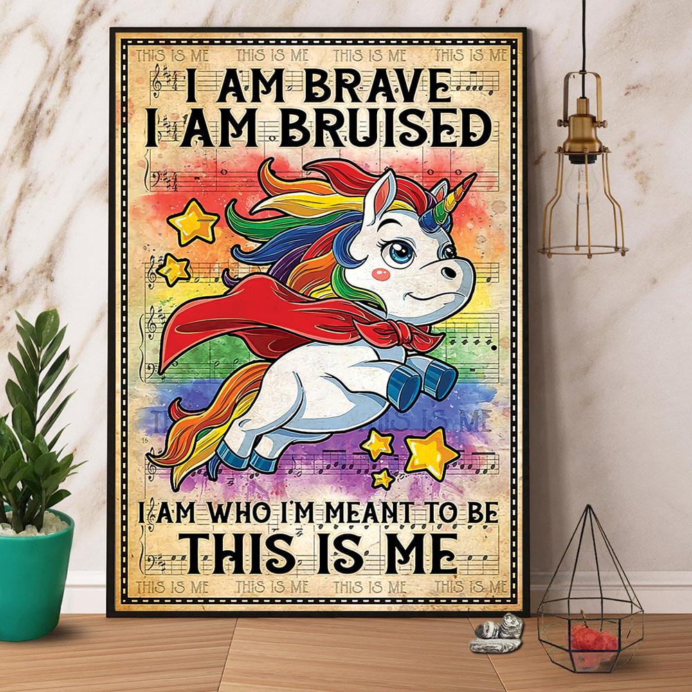 Unicorn I Am Brave I Am Bruised Paper Poster No Frame Matte Wall Art ...