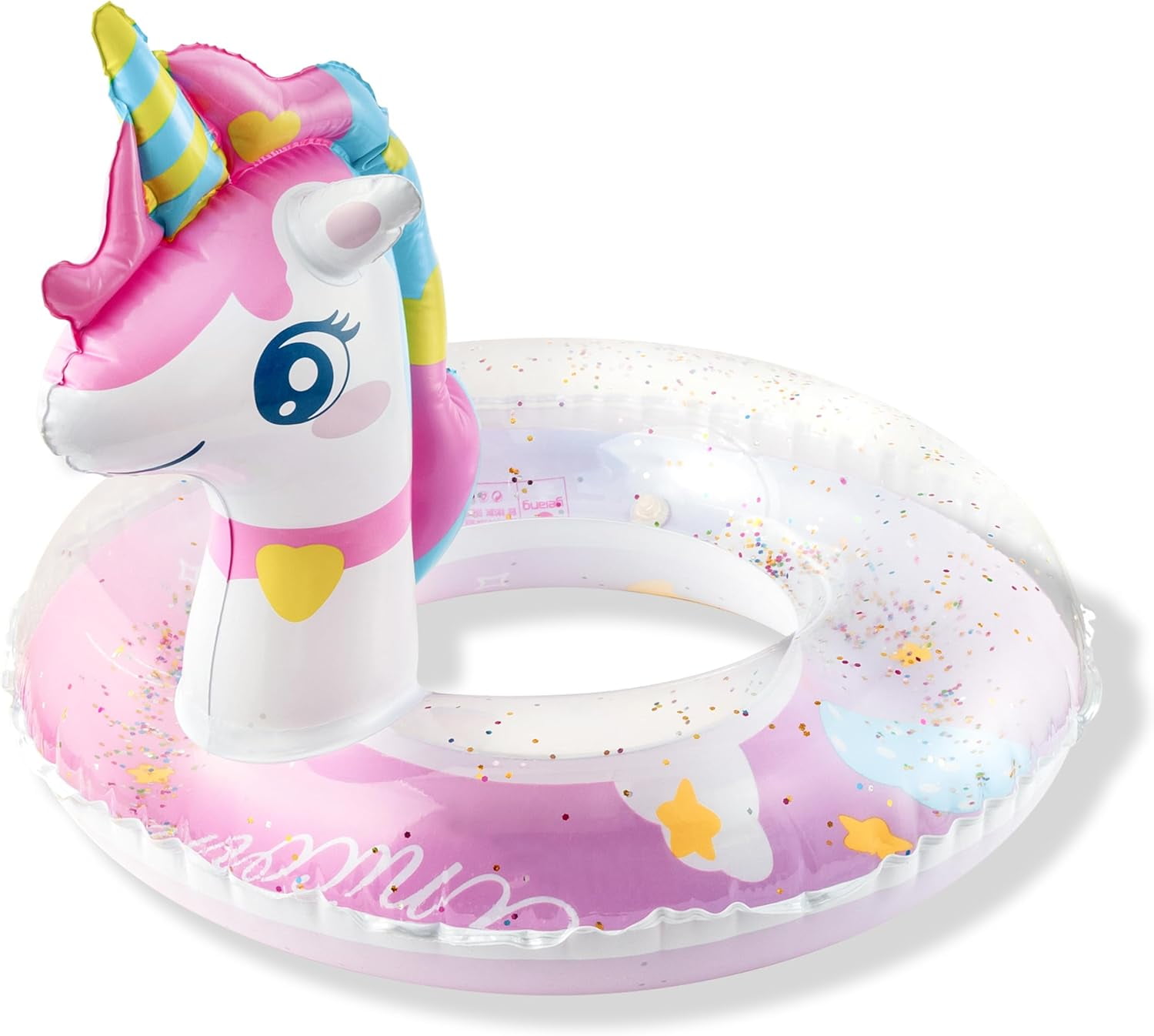 Unicorn Inflatable Pool Float with Glitters Colorful Inflation Swimming ...