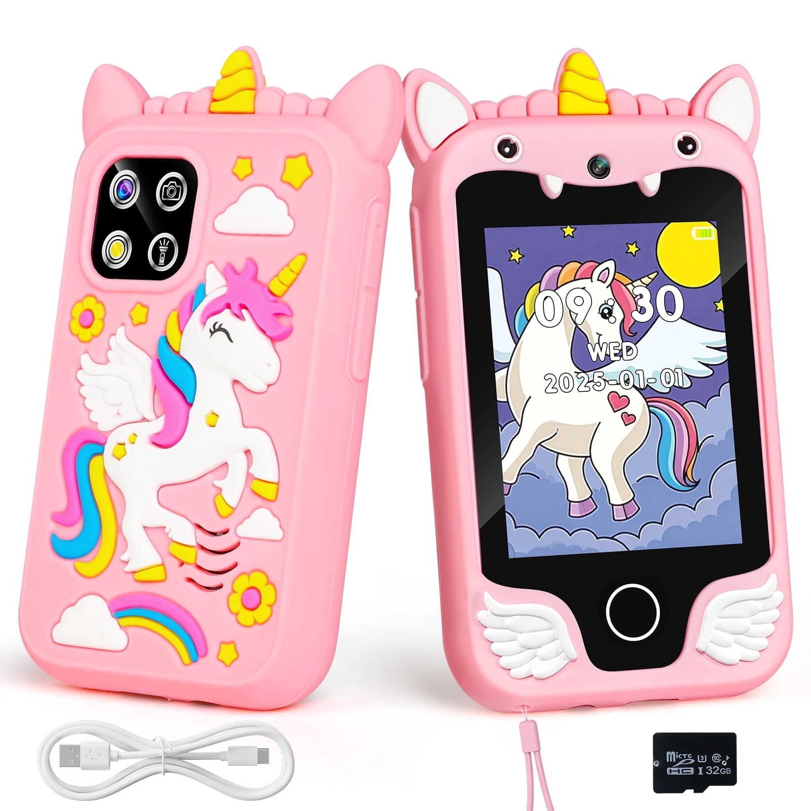 Hot Bee Kids Unicorn Smart Phone Toy, Learning Phone with Dual Camera ...
