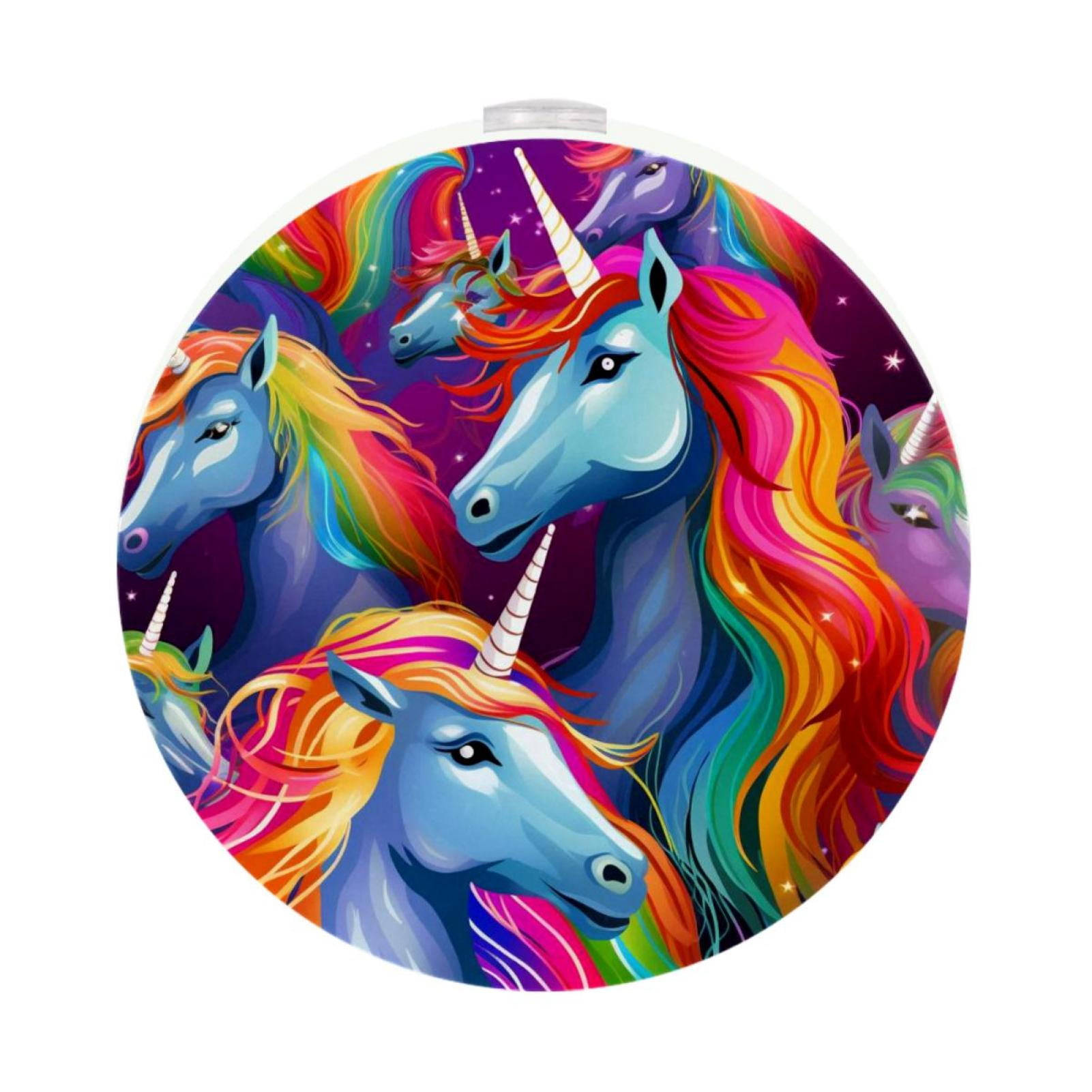 Unicorn LED Round Night Light - 2 Pack, Plug-in Motion Sensor Wall Lamp ...