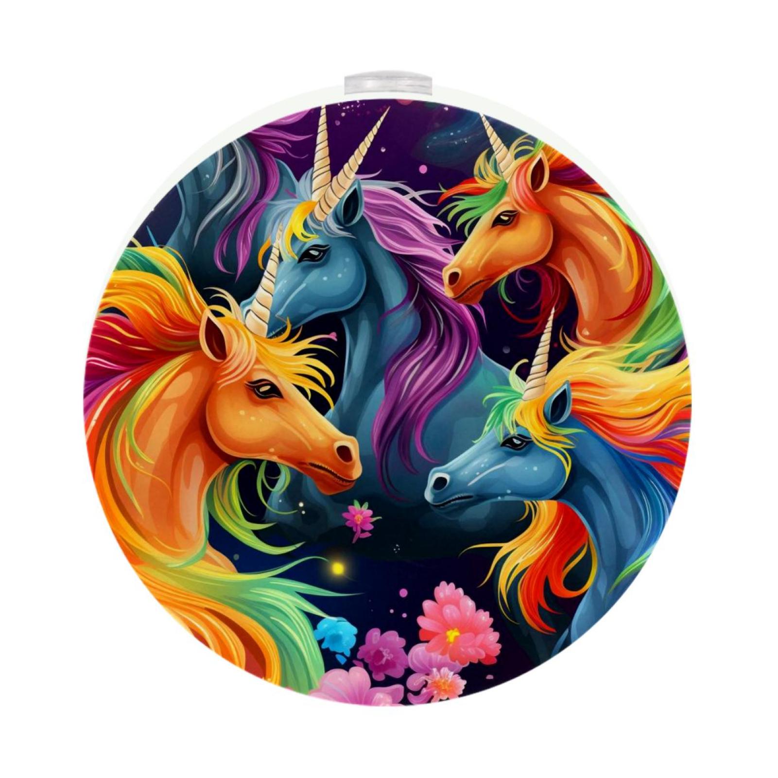 Unicorn LED Round Night Light-2PCS, Dimmable Mini Plug-in Wall Lamp ...