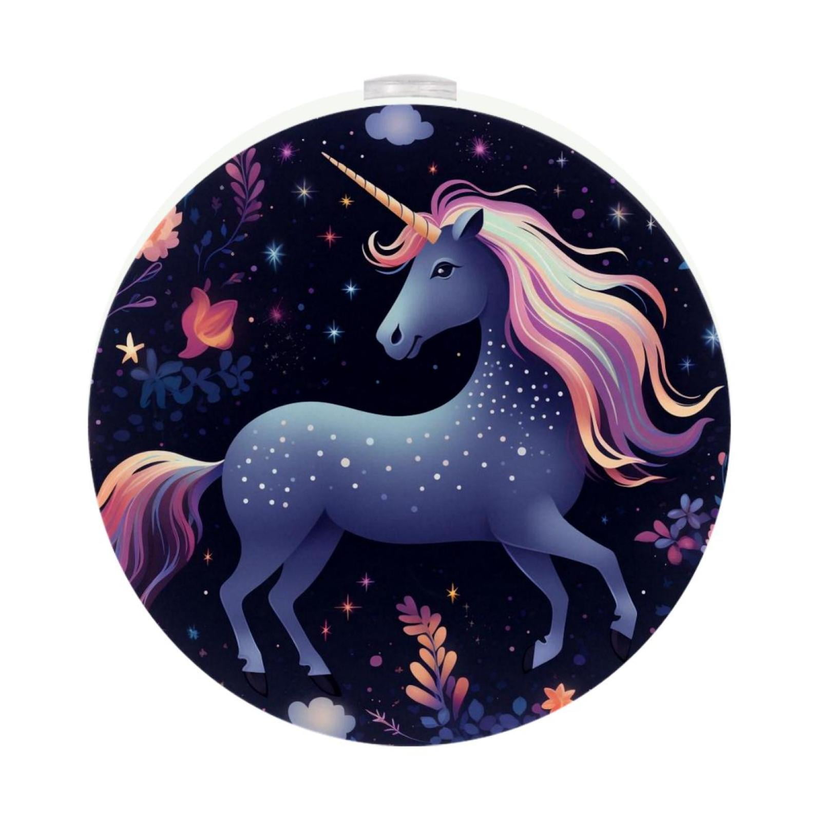 Unicorn LED Round Night Light-2PCS, Dimmable Plug-in Circle Wall Lamp ...