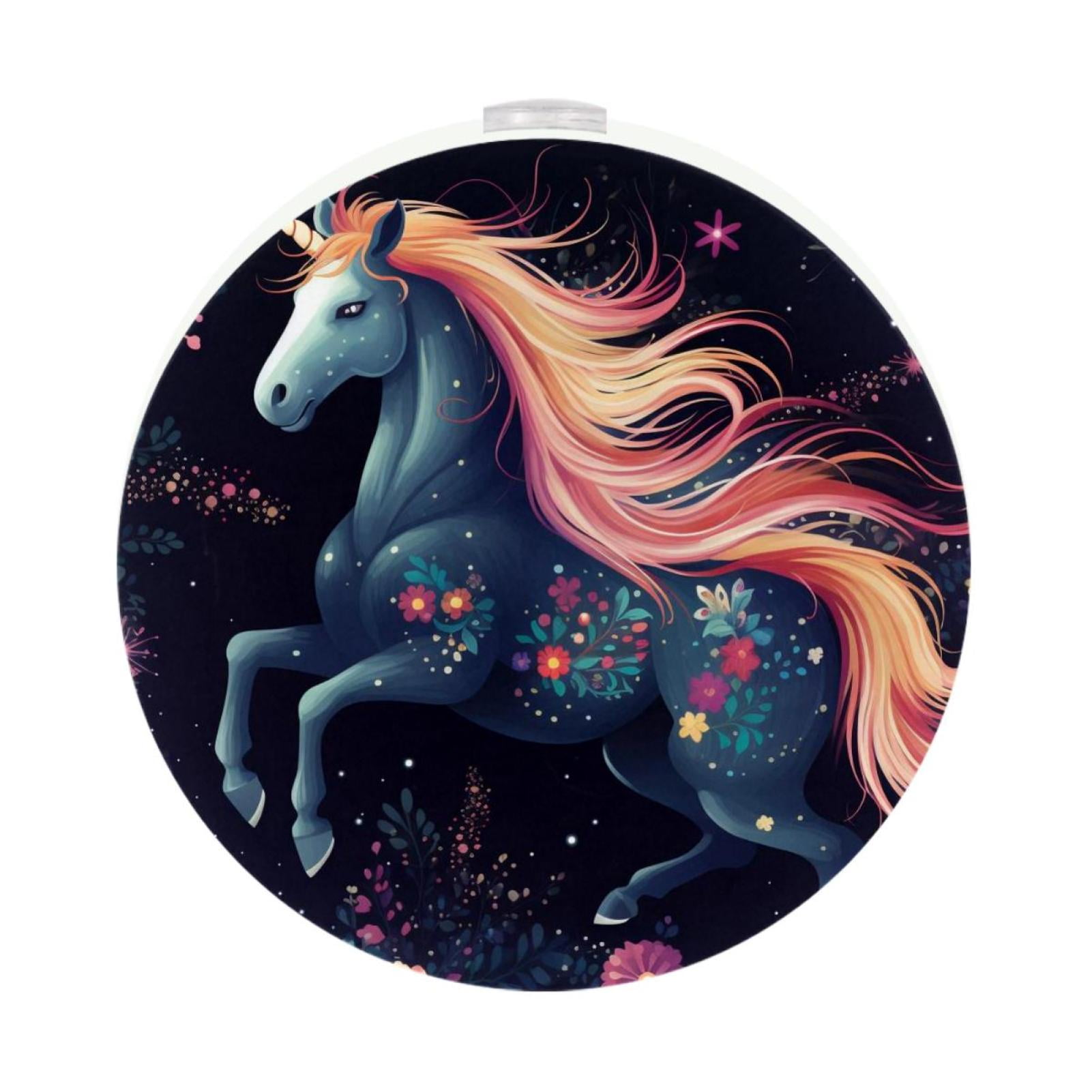 Unicorn LED Round Night Light - 2PCS, Dimmable Plug-in Nightlight with ...