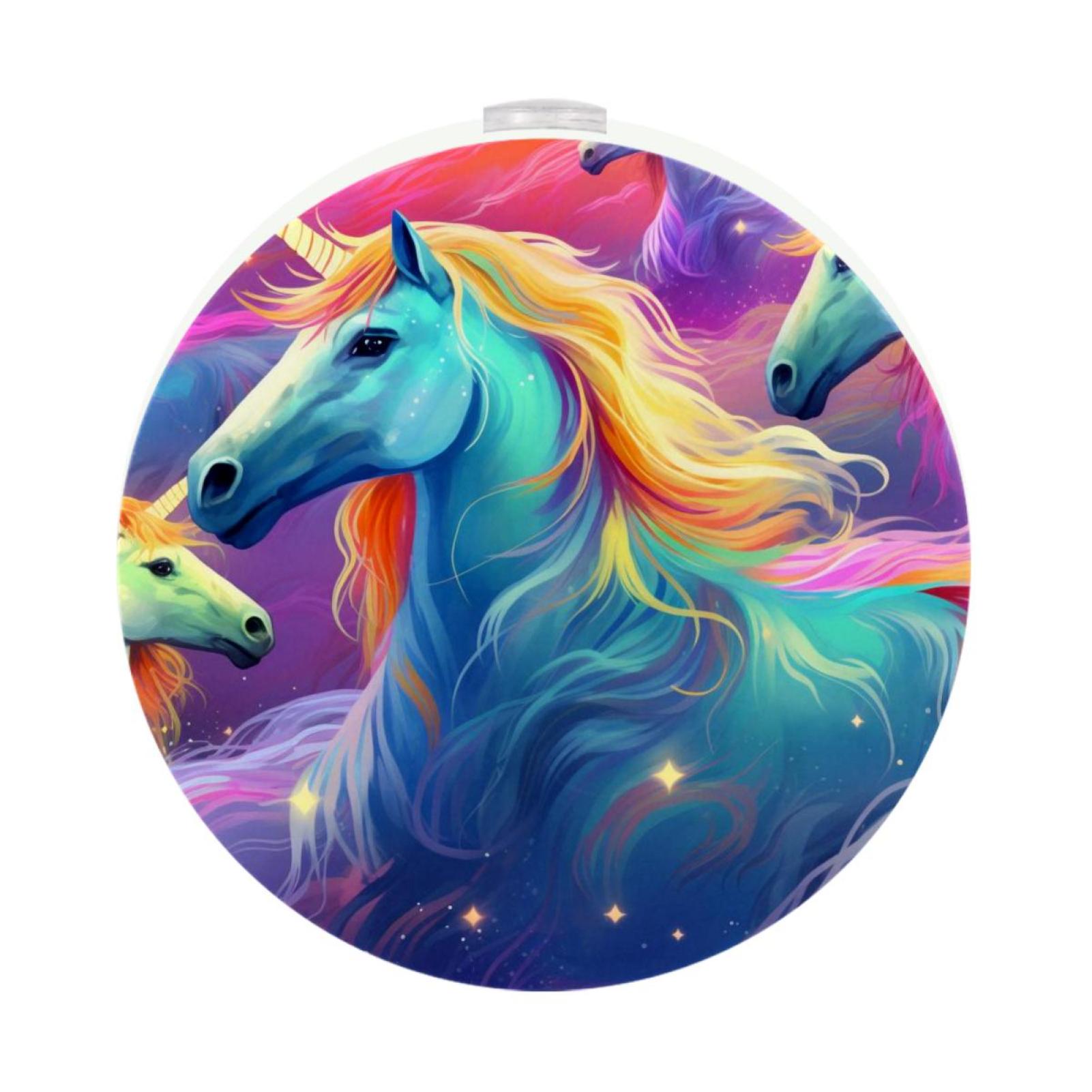 Unicorn LED Round Night Light-2PCS, Energy Efficient Plug-in Bedroom ...