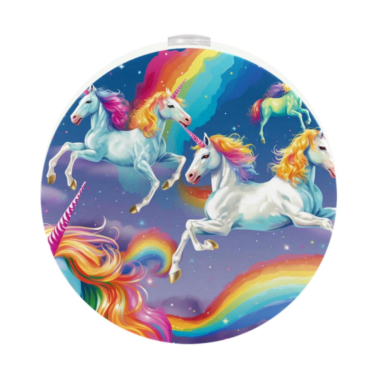 Unicorn LED Round Night Light (2PCS) – Energy Efficient Plug-in Lamp with Soft Glow for Bedroom ...