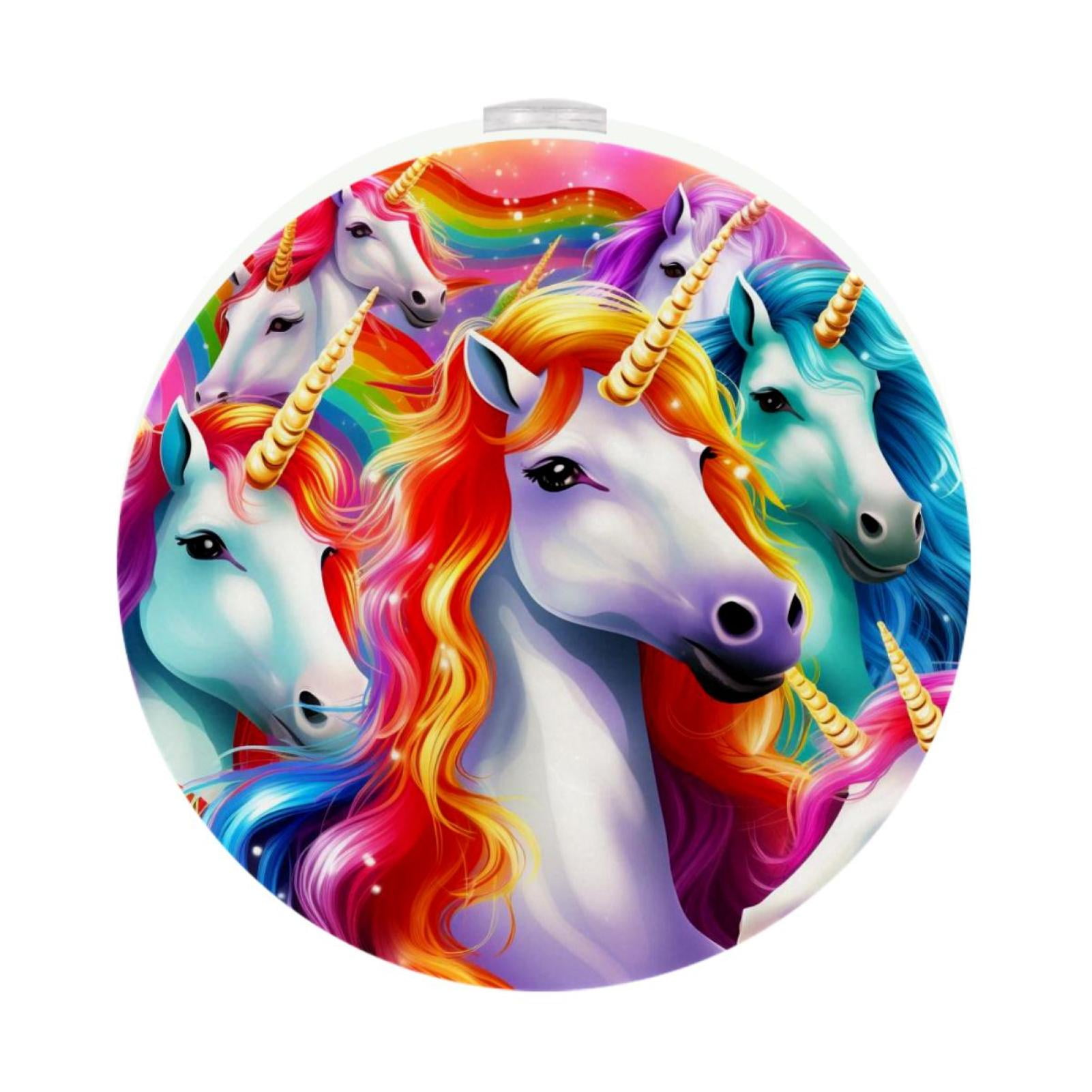 Unicorn LED Round Night Light-2PCS, Plug-in Dusk-to-Dawn Auto Sensor ...
