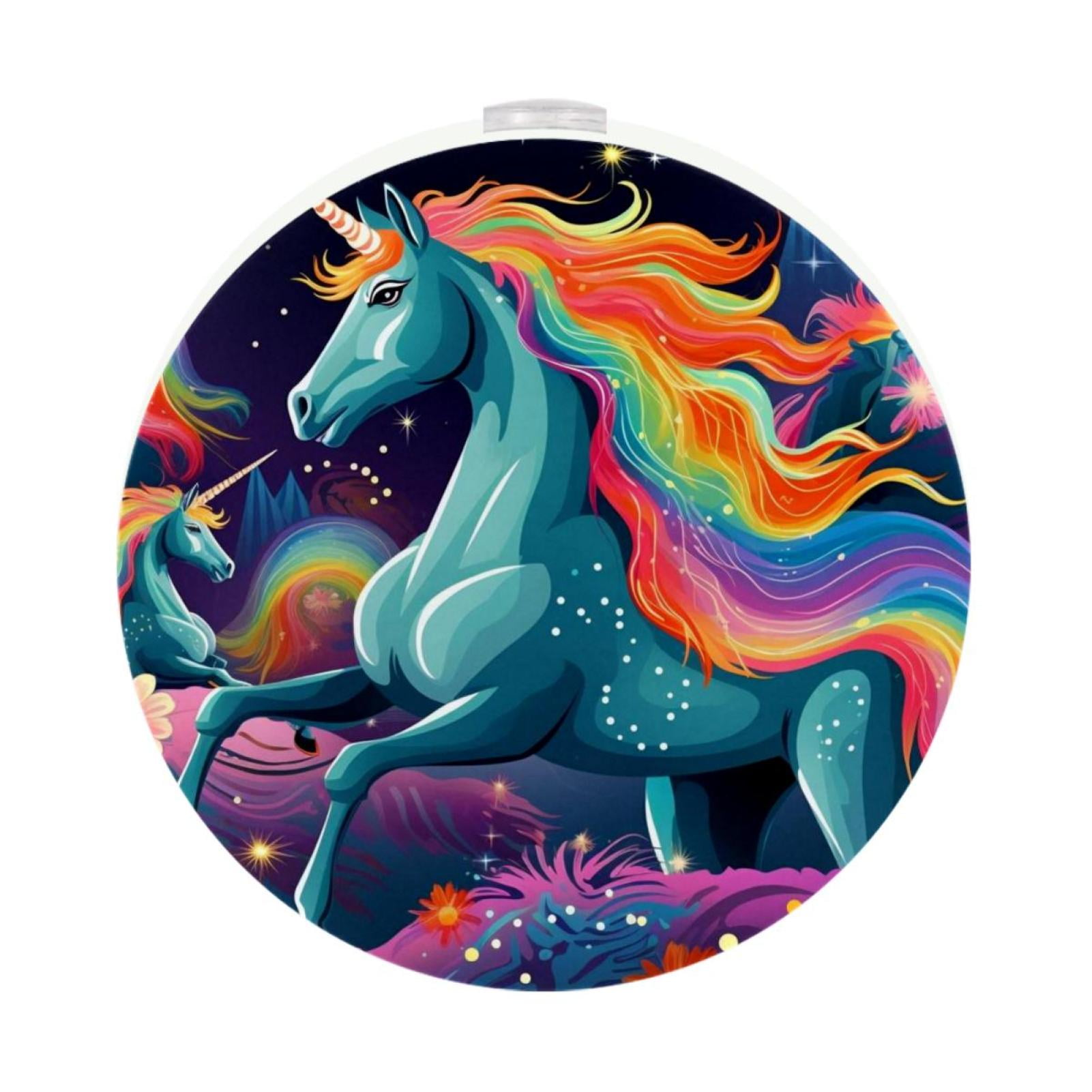 Unicorn LED Round Night Light-2PCS, Plug-in Dusk-to-Dawn Auto Sensor ...