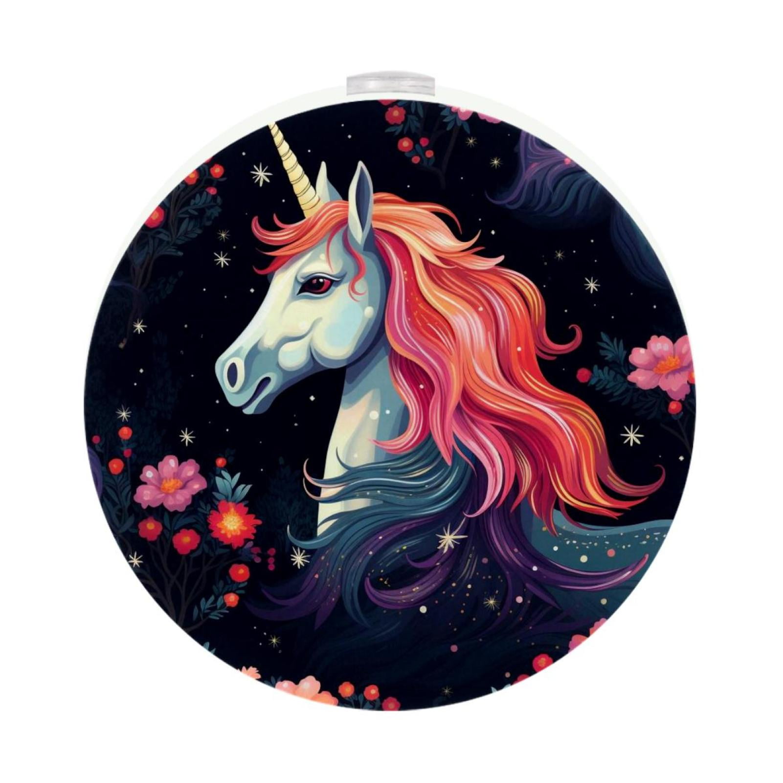 Unicorn LED Round Night Light-2PCS, Plug-in Dusk-to-Dawn Auto Sensor ...