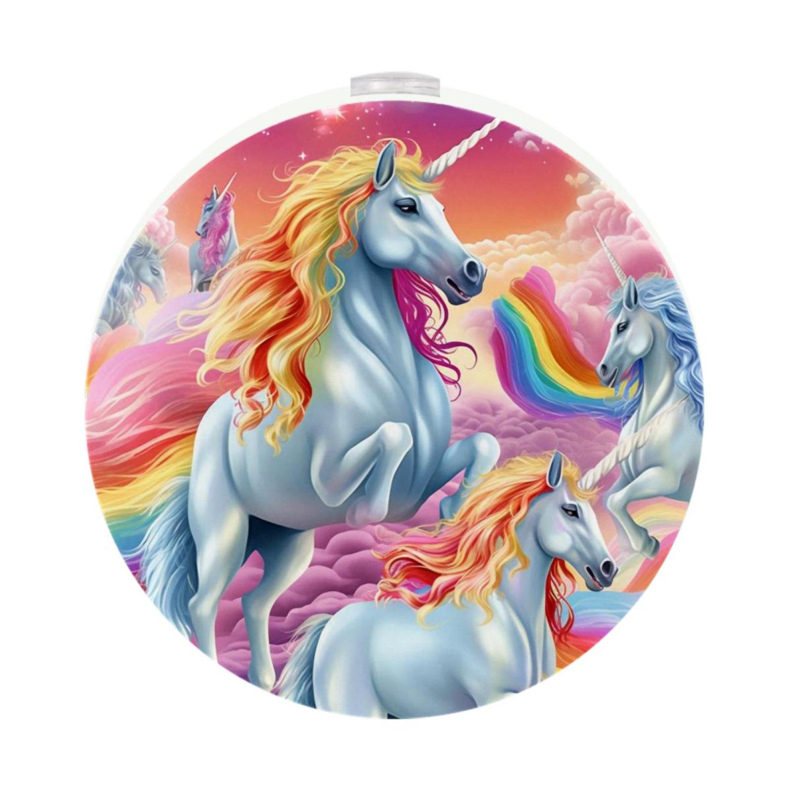 Unicorn LED Round Night Light-2PCS, Plug-in Dusk-to-Dawn Auto Sensor ...