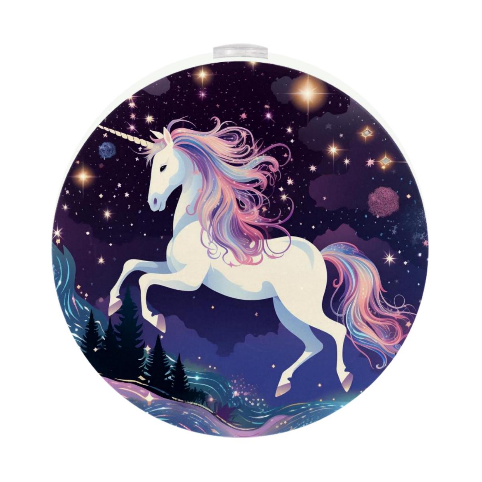 Unicorn LED Round Night Light-2PCS, Plug-in Dusk-to-Dawn Auto Sensor ...
