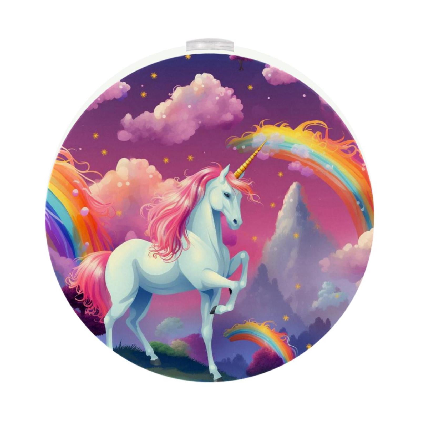 Unicorn LED Round Night Light-2PCS, Plug-in Dusk-to-Dawn Auto Sensor ...