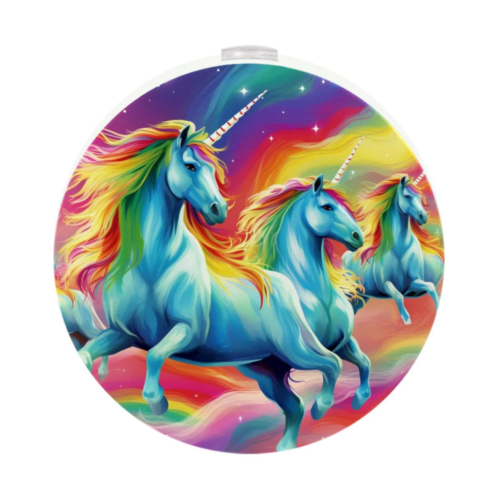 Unicorn Led Round Night Light-2pcs, Dimmable Plug-in Mini Wall Lamp ...