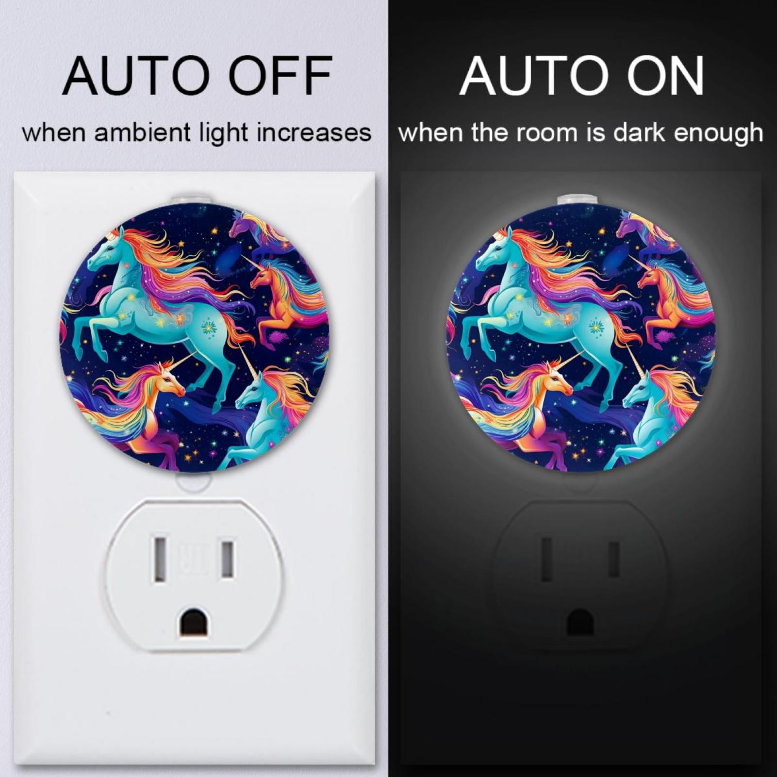 Unicorn Led Round Night Light-2pcs, Portable Stick on Night Lamp for ...