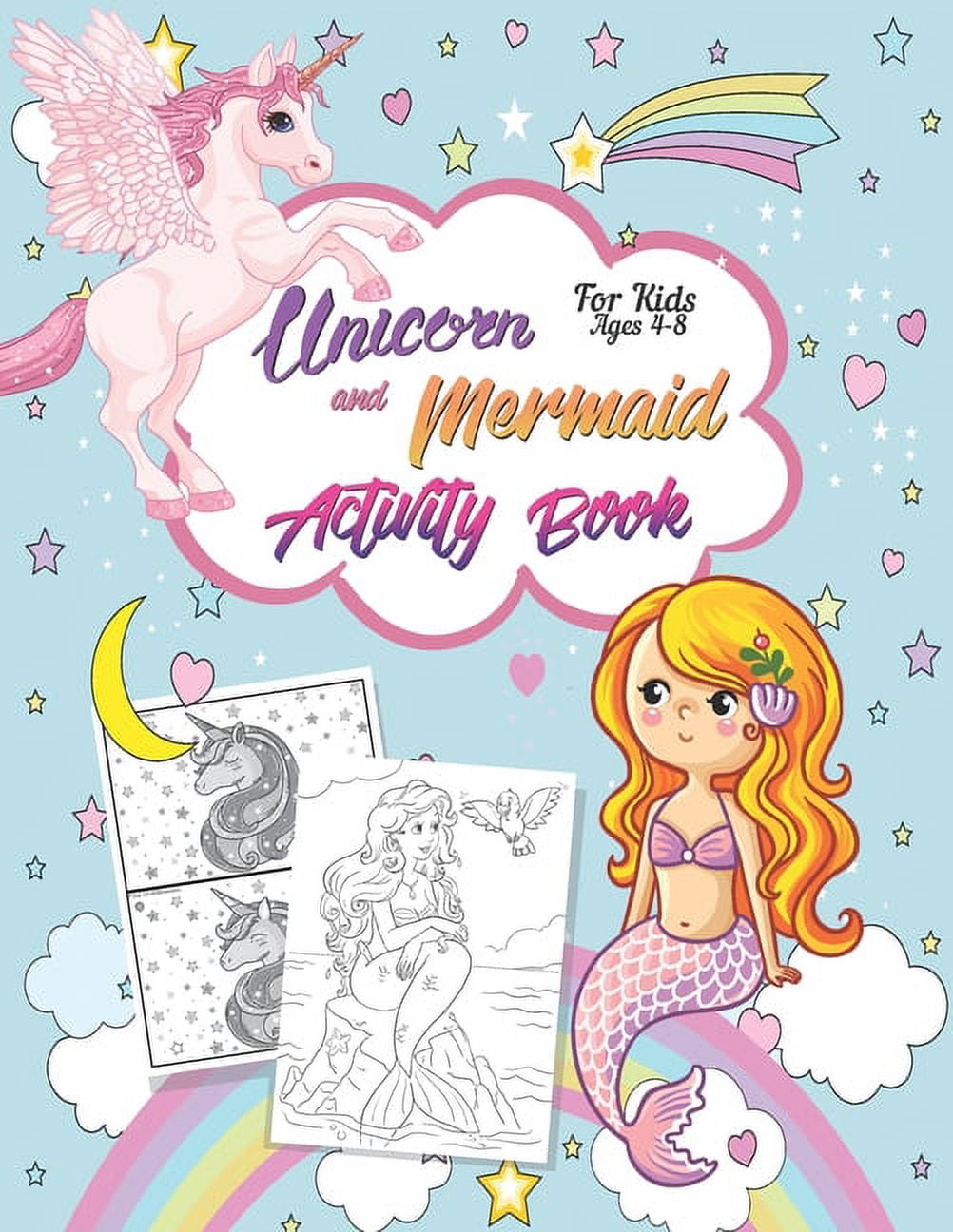 Unicorn and Mermaid Activity Book For Kids Ages 4-8 - Walmart.com