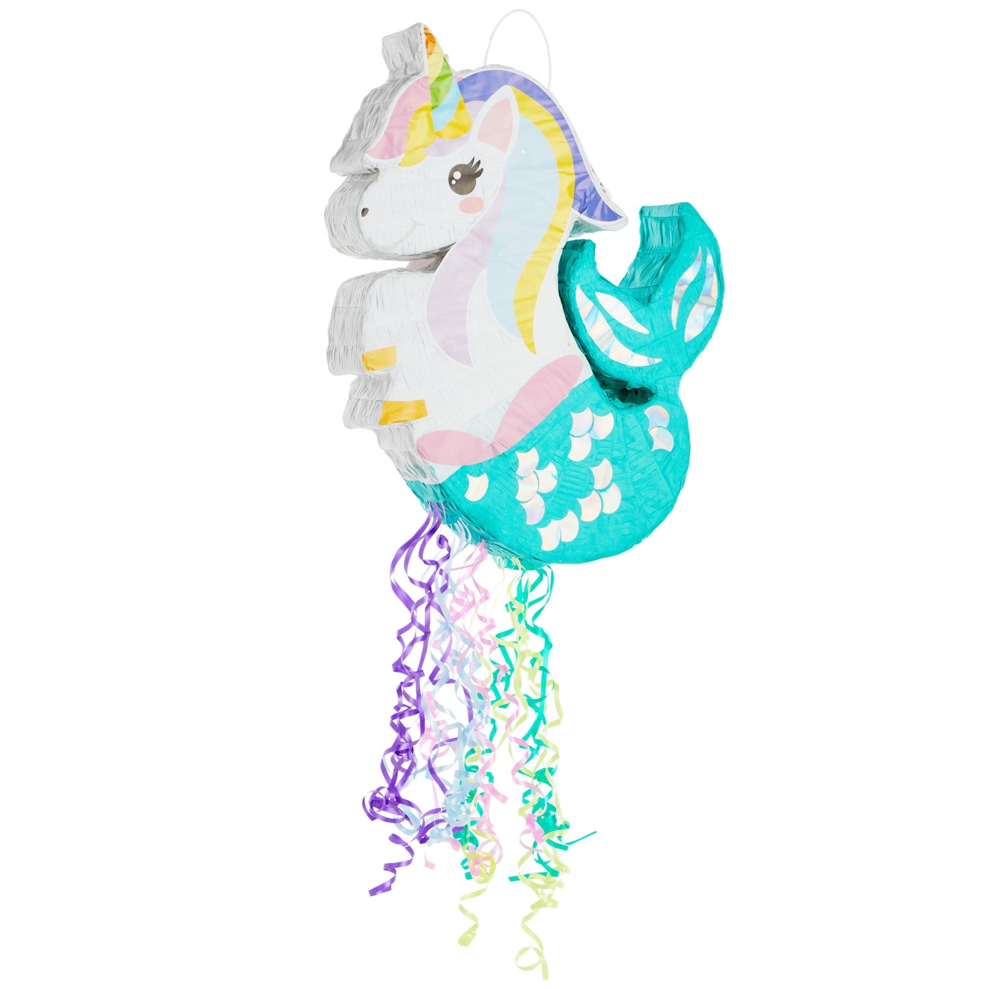 Unicorn Mermaid Pinata for Kids - Pull String, Sea Theme Party, Rainbow ...