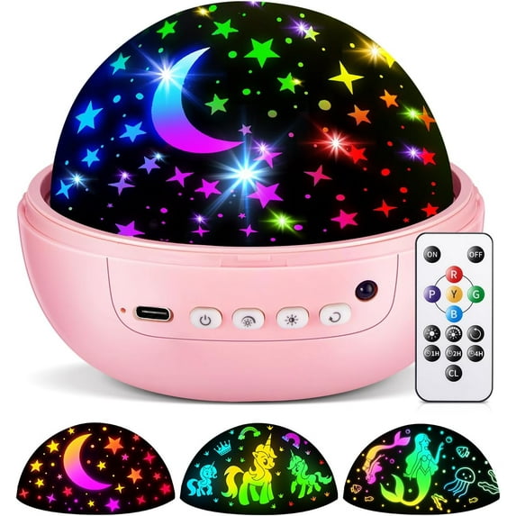 Unicorn Night Light Star Projector for Kids, 3 Films+93 Colors Kids ...
