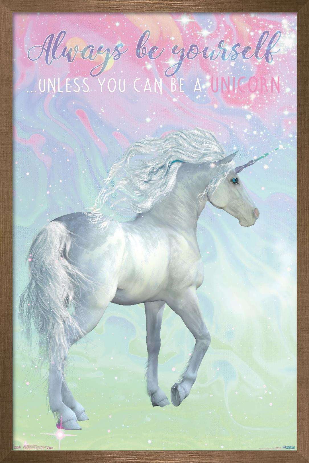 Unicorn On Pastels Wall Poster, 14.725" x 22.375", Framed - Walmart.com