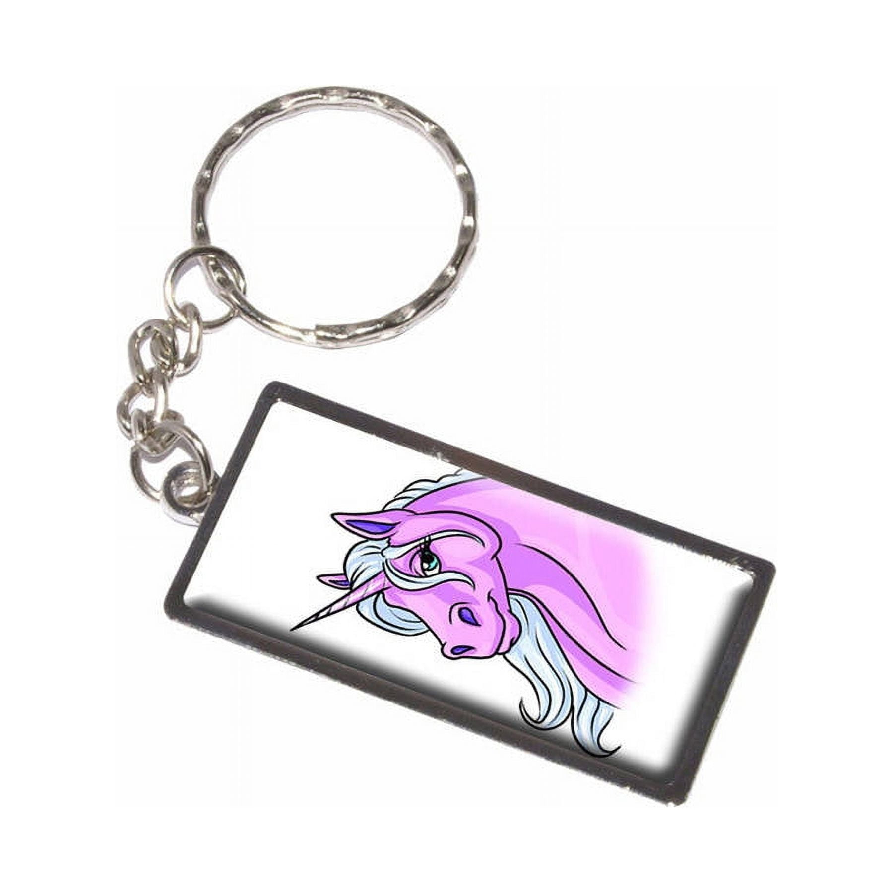 Unicorn On White Keychain Key Chain Ring - Walmart.com