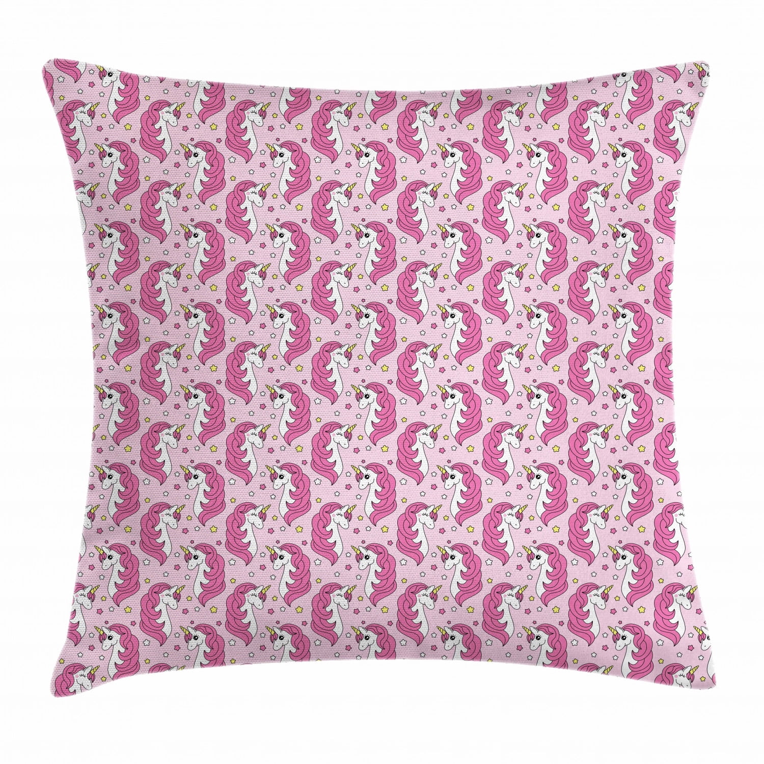 Unicorn Party Throw Pillow Cushion Cover, Girly Horses with Horns on ...