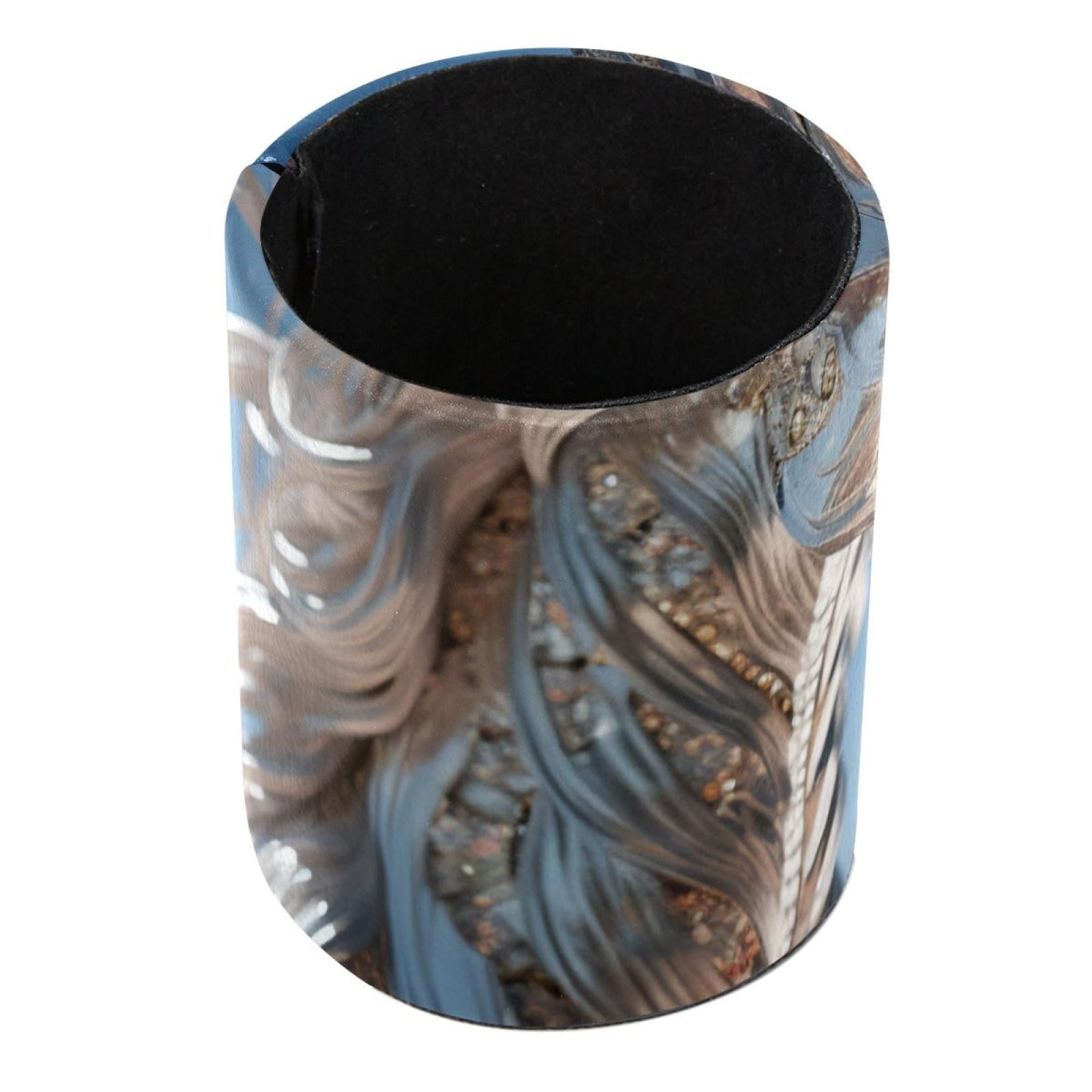 Unicorn Pink PVC Leather Brush Holder, Cylinder Pen Holder, and Pen Organizer with Flannel ...