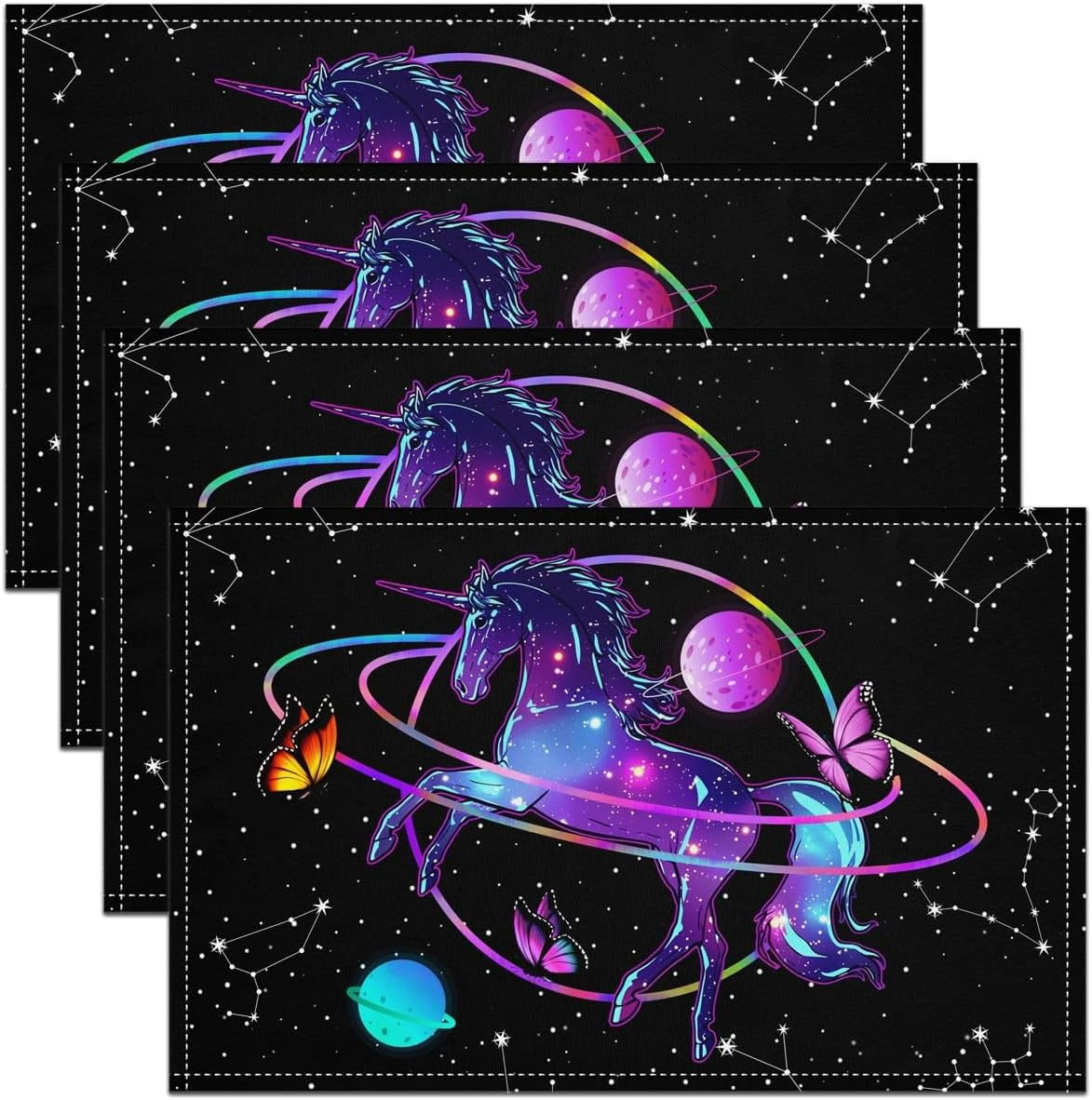 Unicorn Place Mats 12x18 Inch Set of 4 Watercolor Butterfly Gradient ...