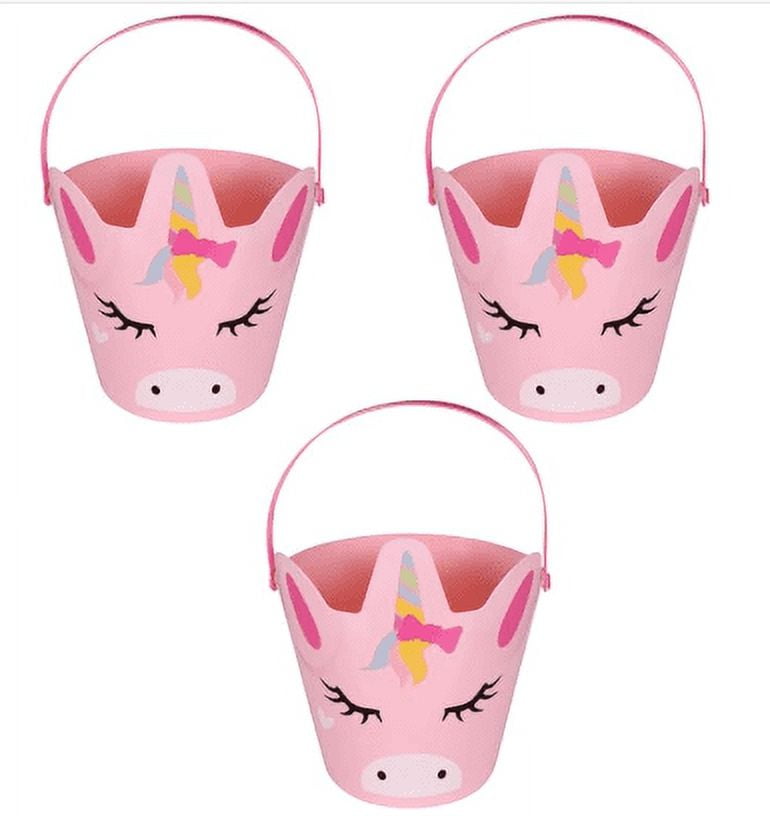 Unicorn Plastic Easter Magic Pails with Handles - Pink Majestic Unicorn ...