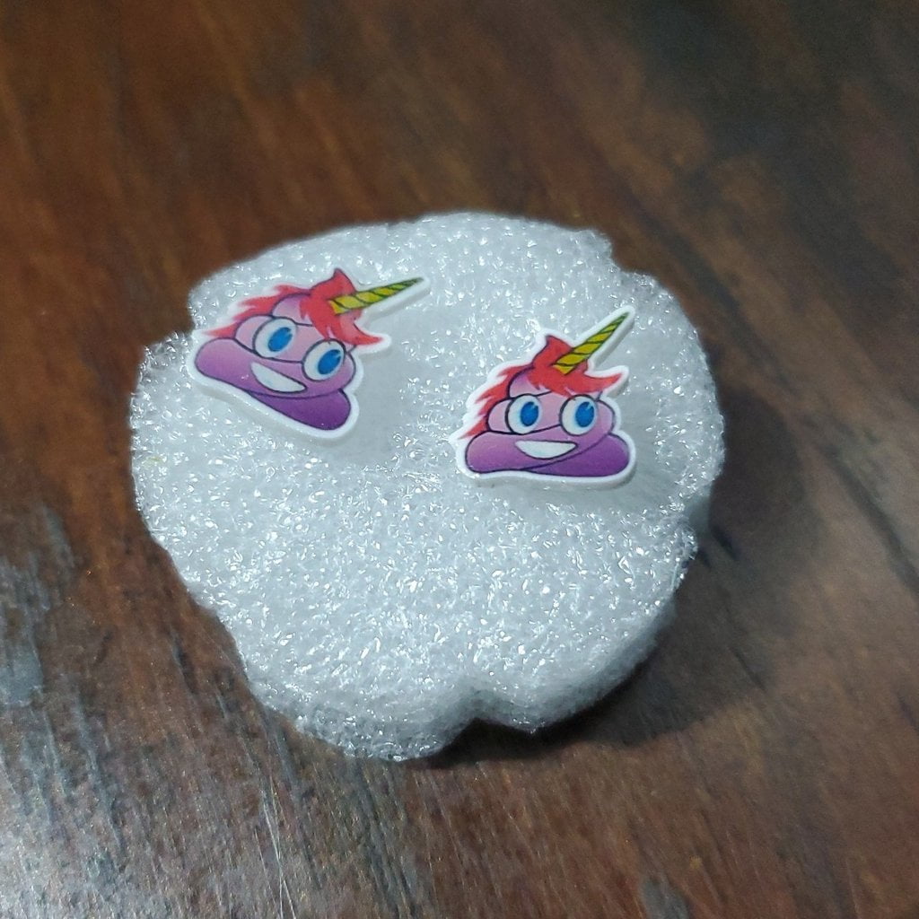 Unicorn Poop 3D Earring Earrings Studs Rainbow Unicorn Drop Gold Poo ...