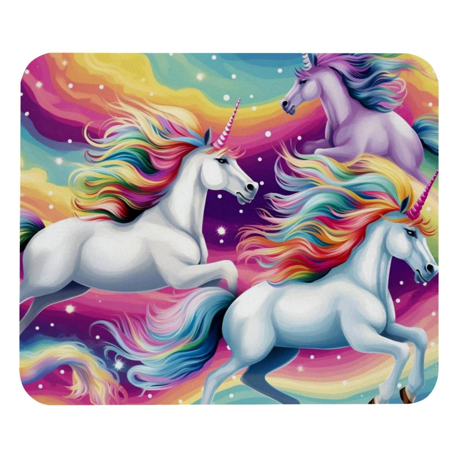 Unicorn Printed Non-Slip Rubber Bottom Gaming Mouse Pad 8.3x9.8 Inch Square Office and Gaming ...