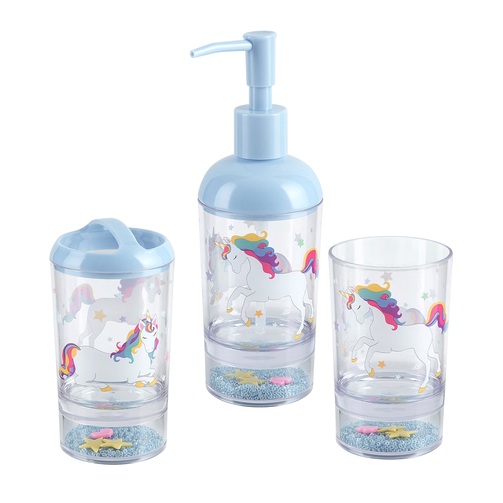 Unicorn & Rainbow 3pc Set Lotion Pump/Toothbrush Holder/Tumbler - 3pc ...