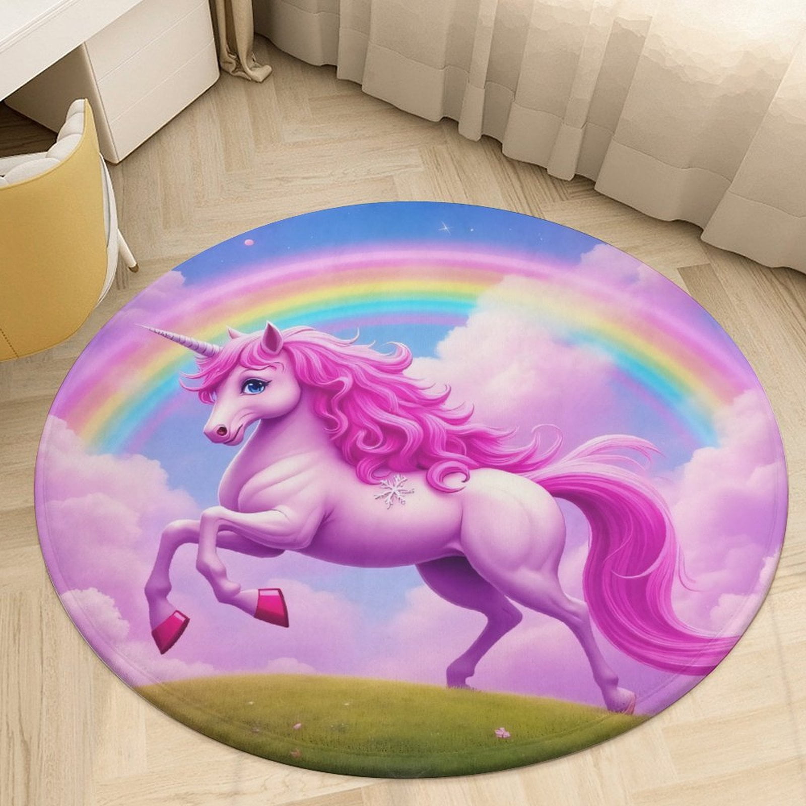 Unicorn Rainbow Fantasy Round Area Rugs for Bedroom Living Room, 6FT ...