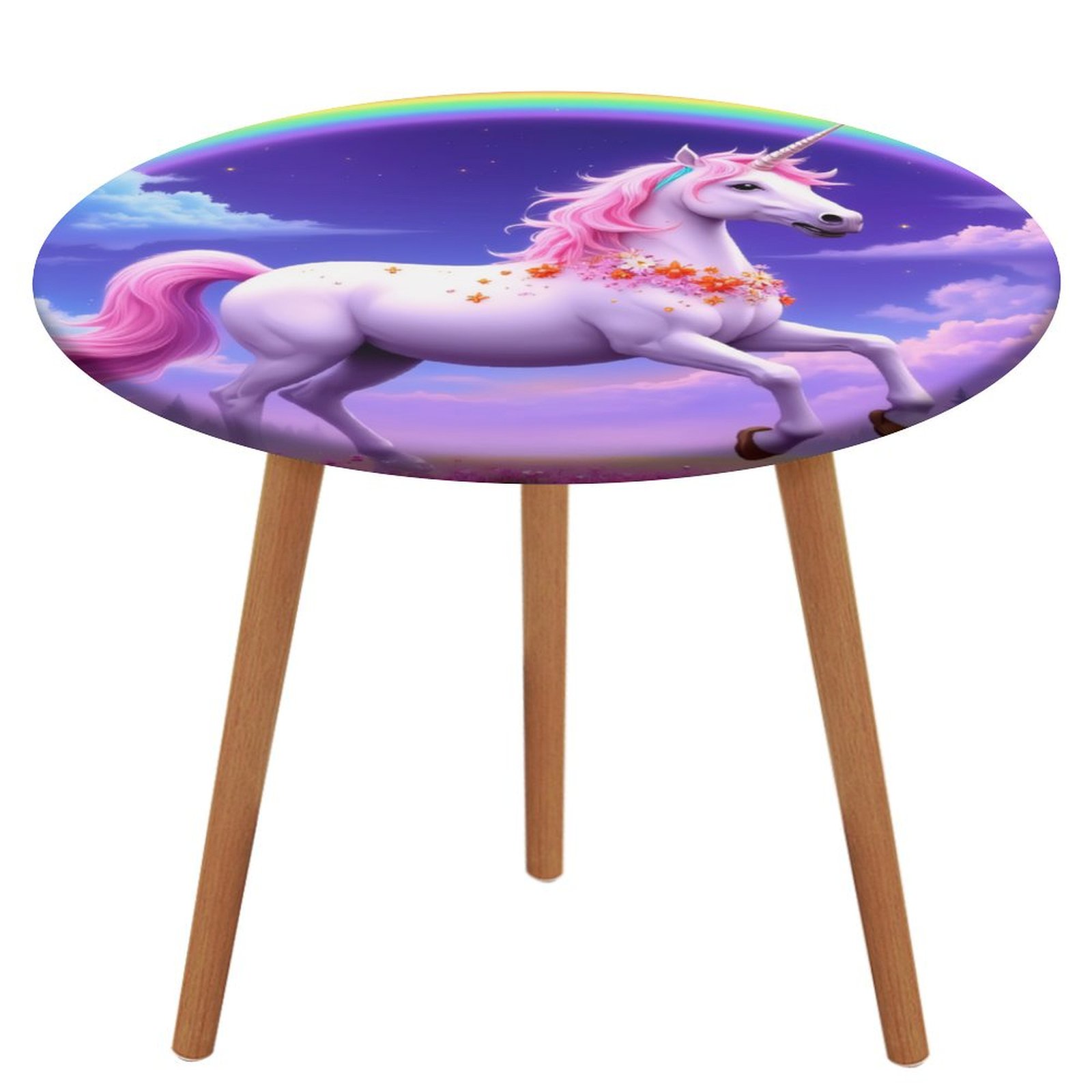 Unicorn Rainbow Fantasy Tablecloth Round Elastic Fitted Waterproof ...