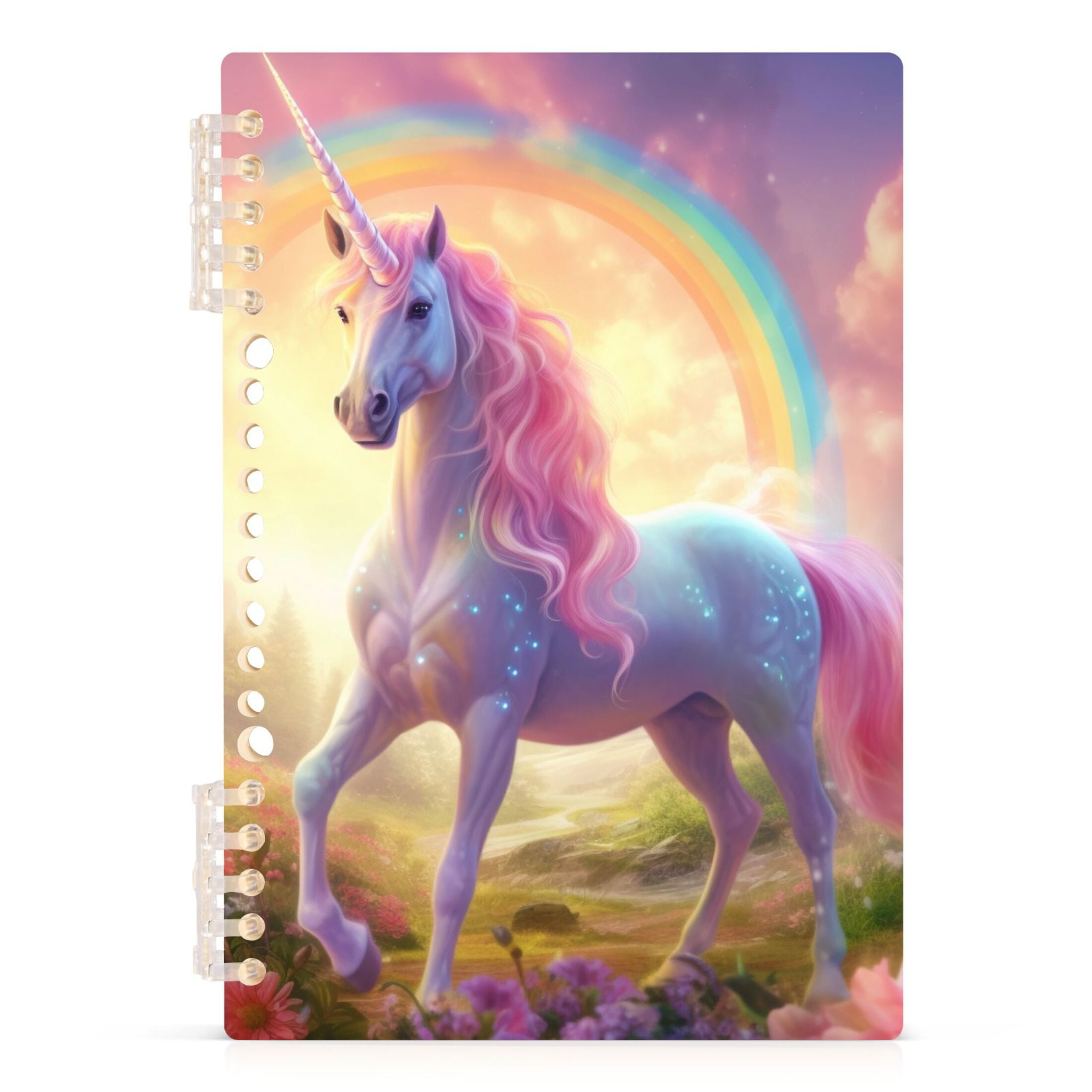 Unicorn Rainbow Flower Spiral Notebooks 60 Sheets 120 Pages A5 Journal ...