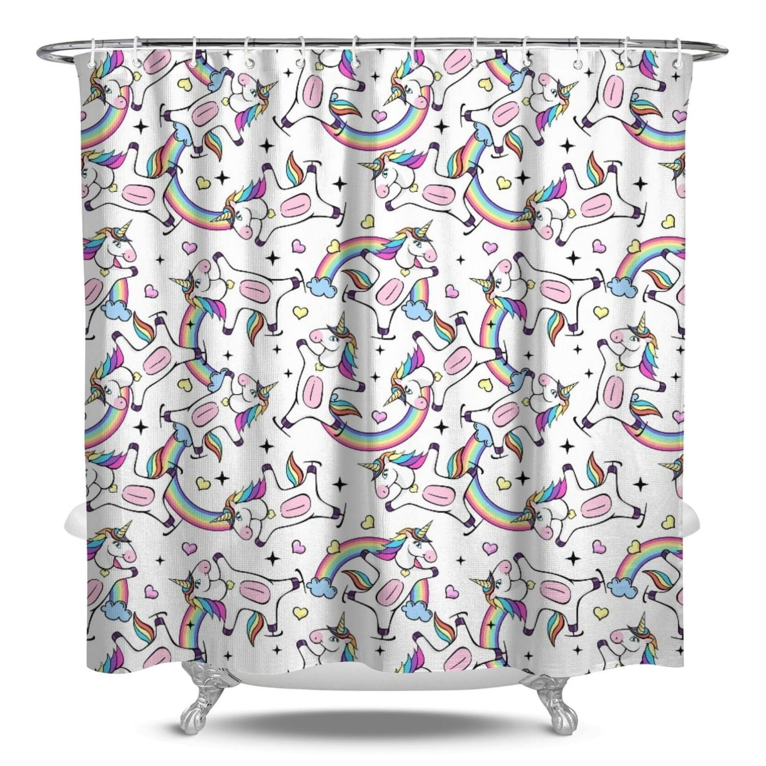 Unicorn & Rainbow Shower Curtain, Minimalist Aesthetic Fantasy Design ...