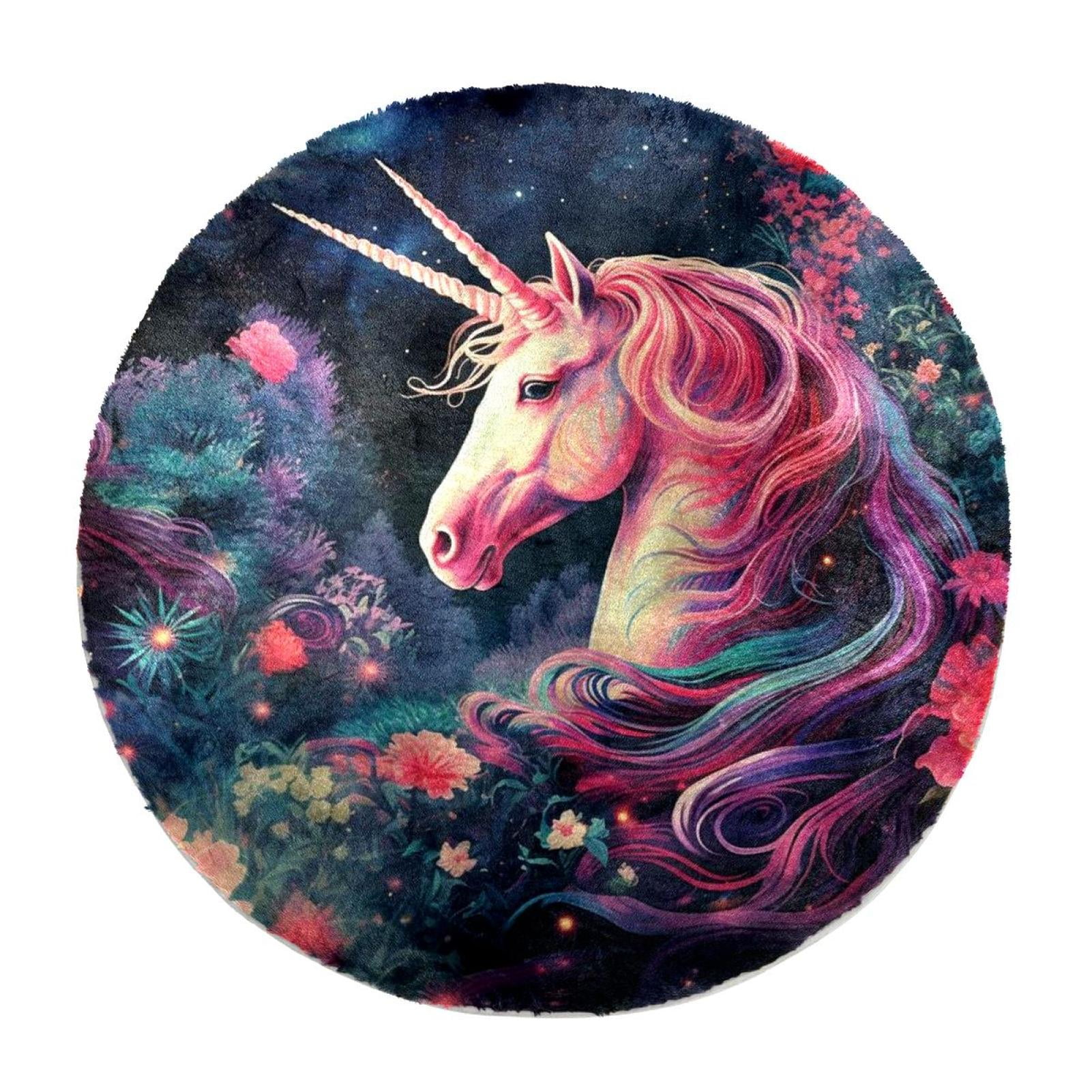 Unicorn Round Area Rug Unicorn Doormat Non-Slip Floor Mat Round Area ...