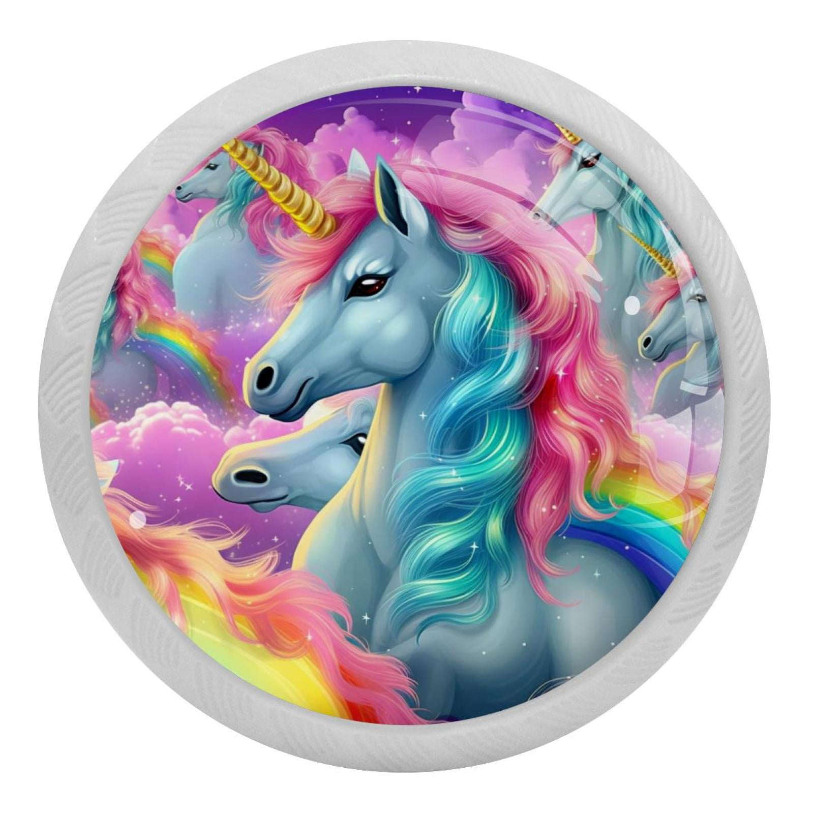 Unicorn Round Glow-in-the-Dark Cabinet Knobs with Screws - 4 Pack ...