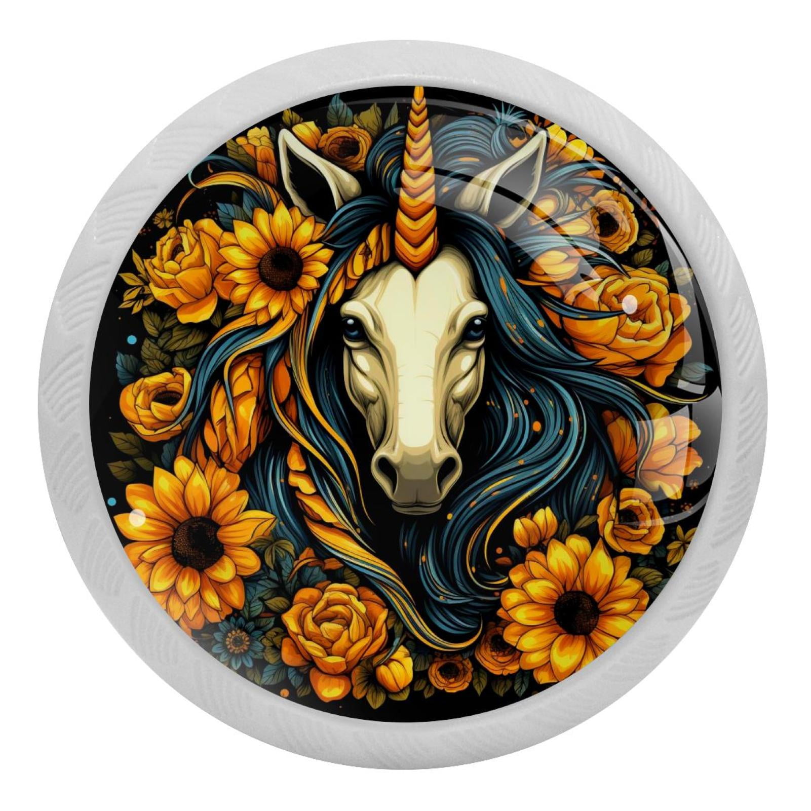 Unicorn Round Glow-in-the-Dark Cabinet Knobs with Screws - 4 Pack ...