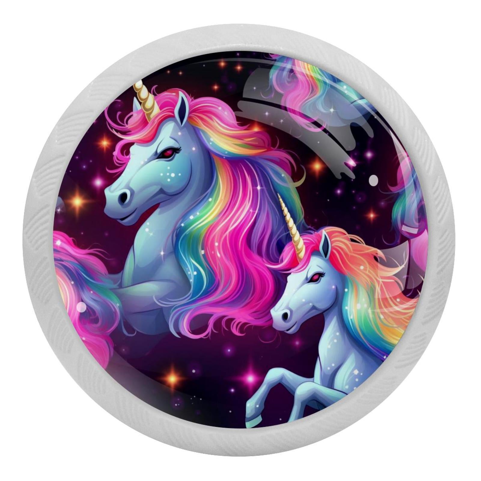 Unicorn Round Glow-in-the-Dark Cabinet Knobs with Screws - 4 Pack ...