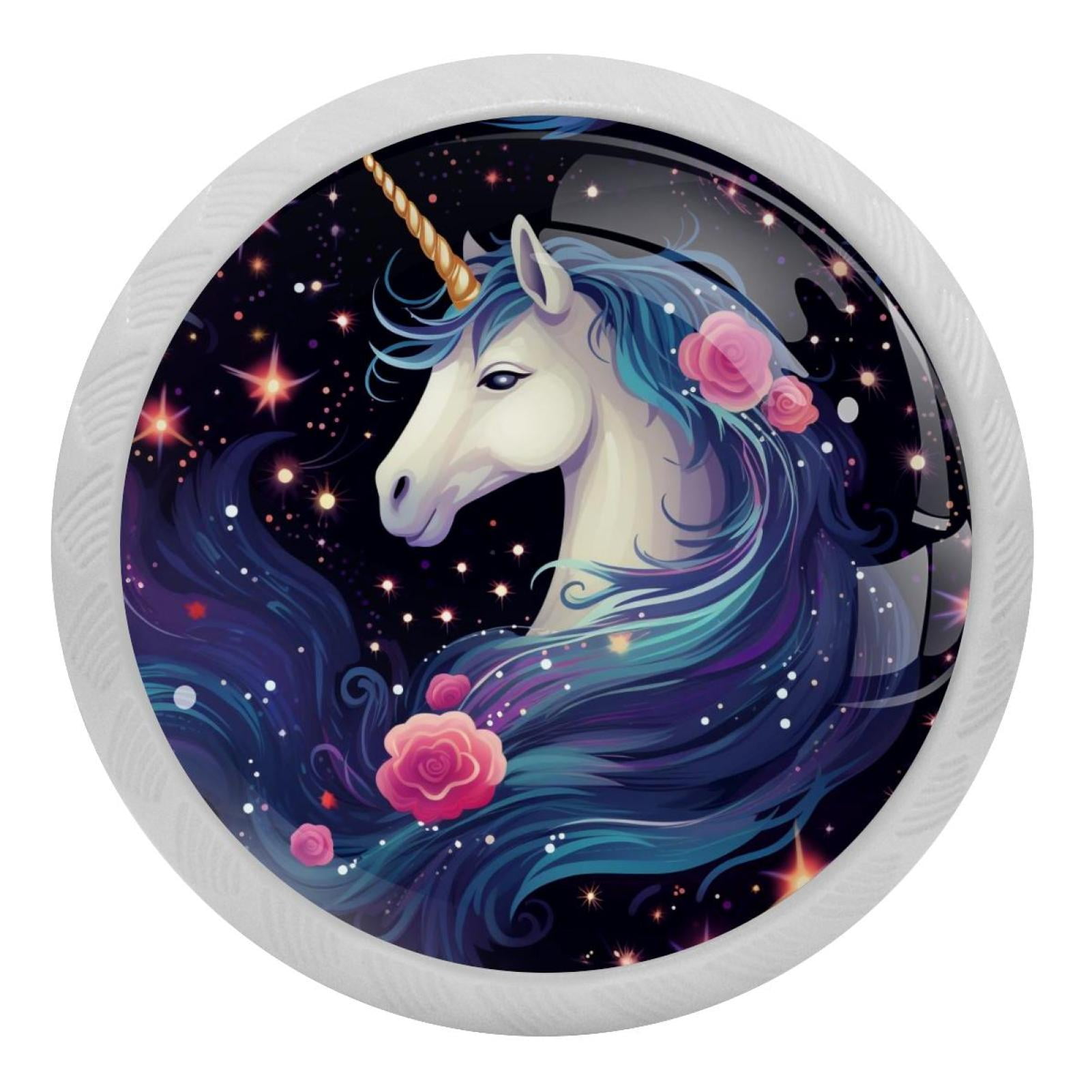 Unicorn Round Glow-in-the-Dark Cabinet Knobs with Screws - 4 Pack ...