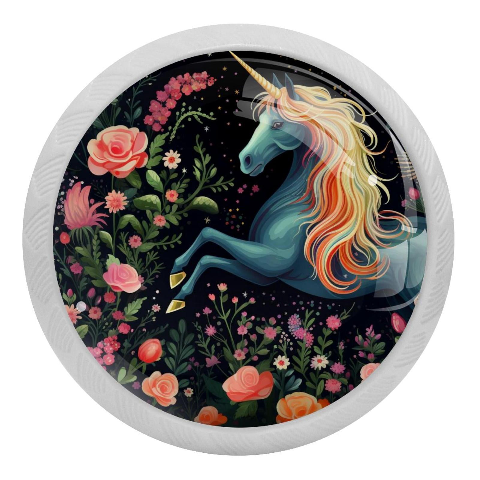 Unicorn Round Glow-in-the-Dark Door Knobs 4-Pack with Screws ...
