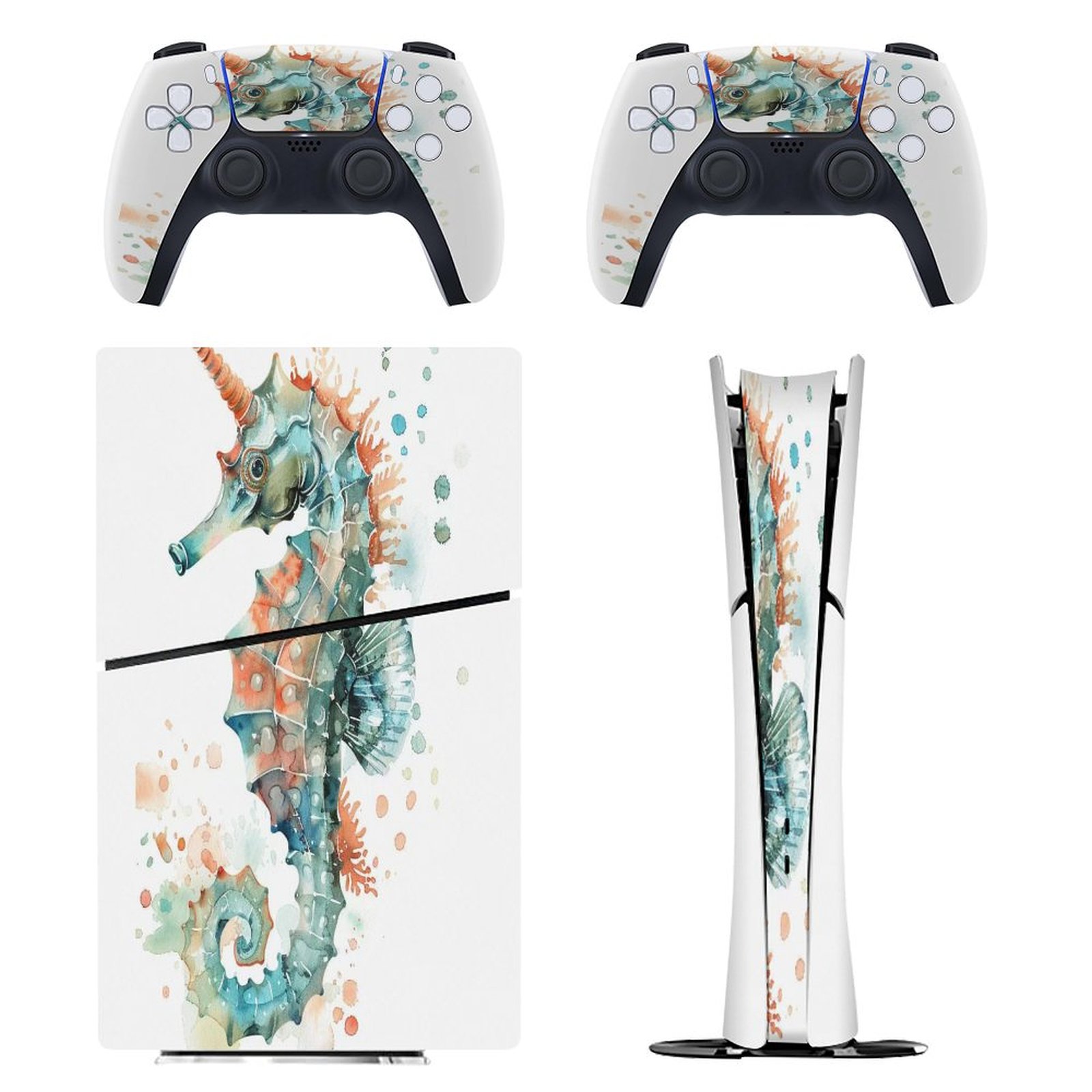 Unicorn Seahorse Watercolor PS5/PS5 Slim Digital Disc Skin Sticker For ...