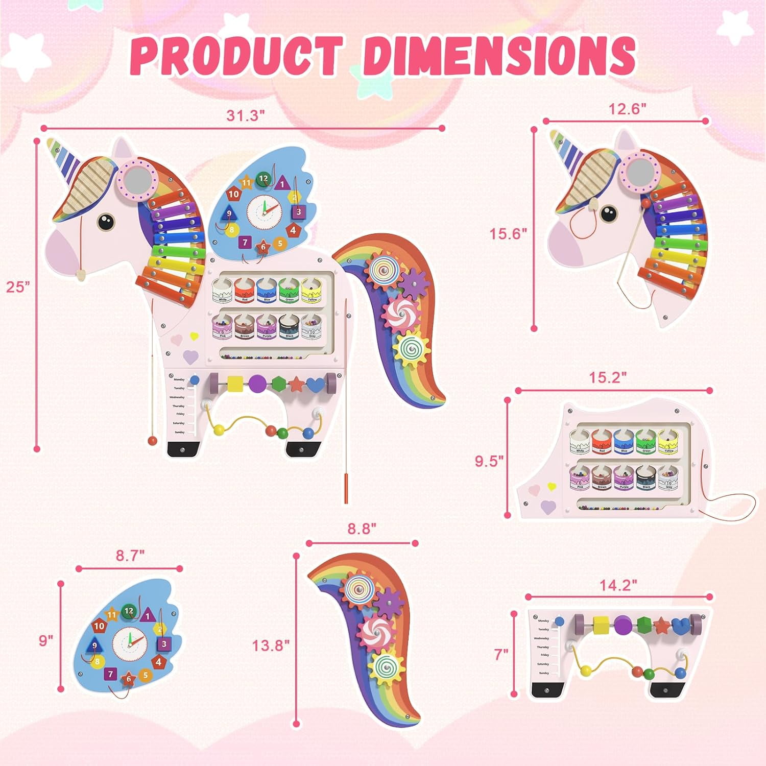 Unicorn Sensory Wall Panel for Kids - Activity Wall Busy Board Panels ...