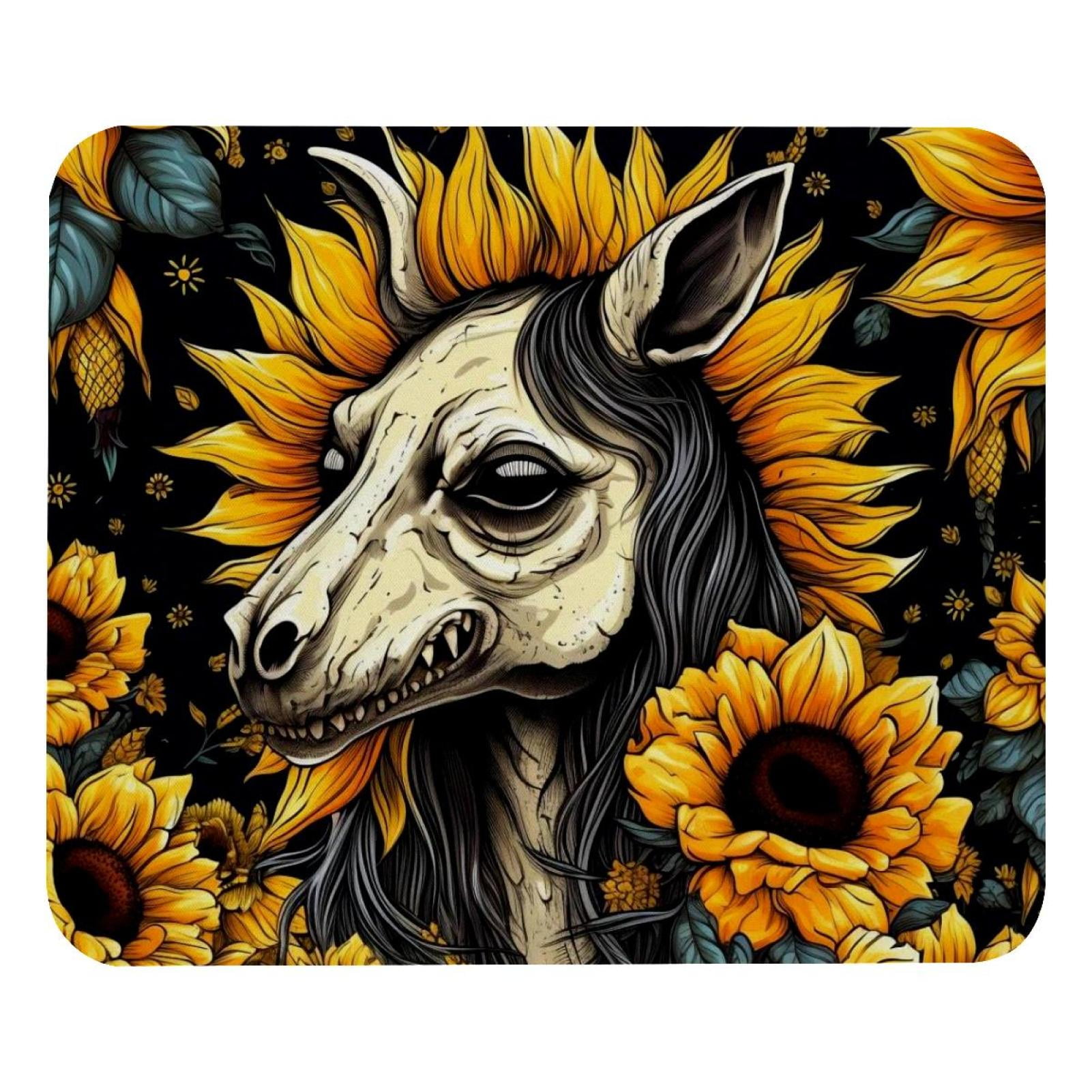 Unicorn Skull Sunflower Computer Mouse Pad,Rubber Mouse Mat for Gaming ...