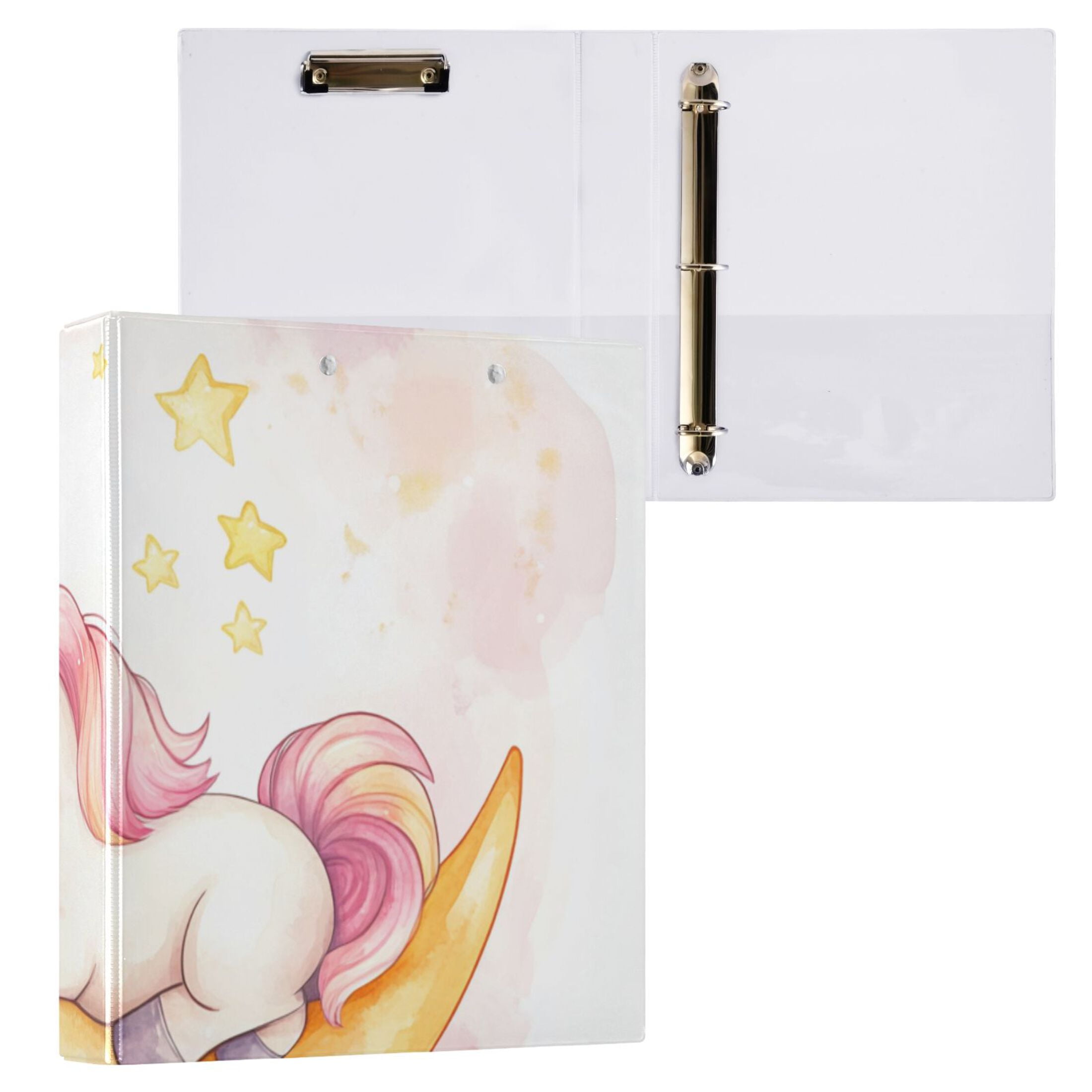Unicorn Sleep Moon 3 Ring Binders 1.5 inch Hardcover File Folders with ...