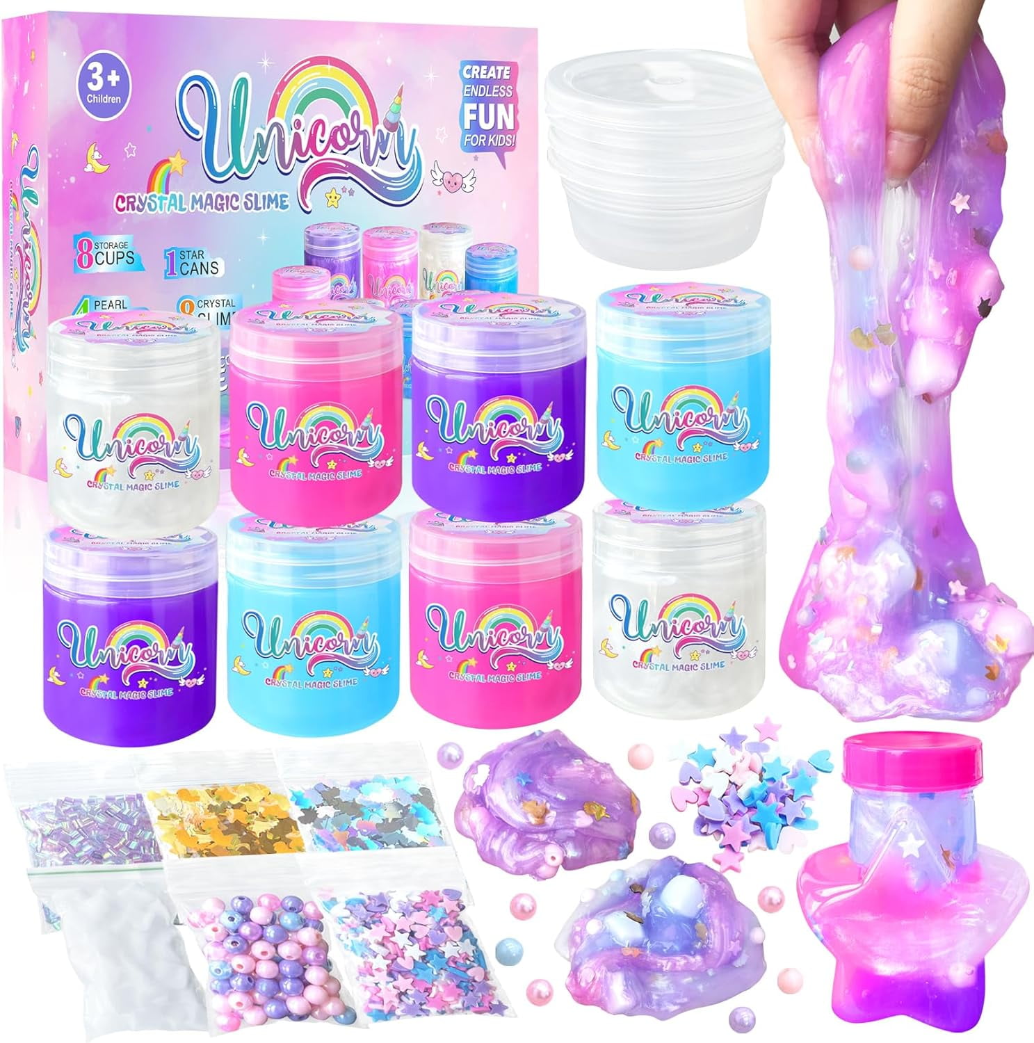 Unicorn Slime Kit for Girls DIY Slime Making Kit with Glitter Add Ins ...