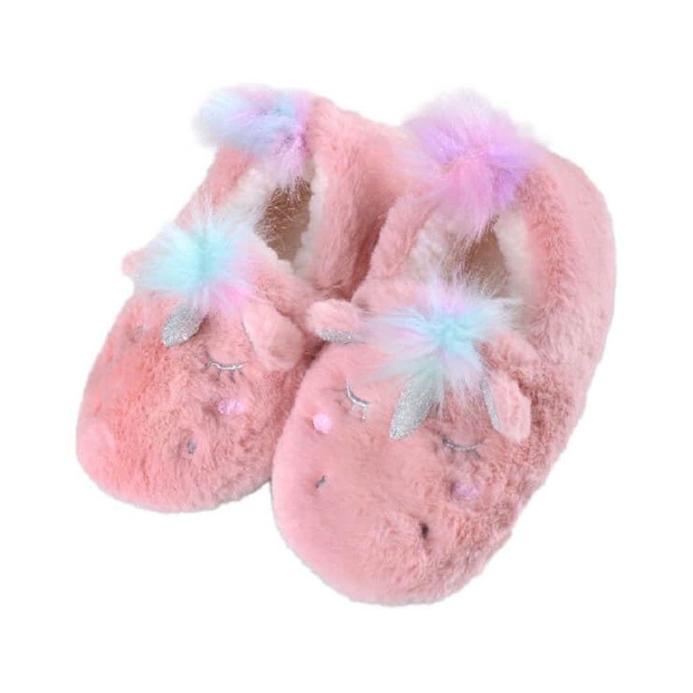 Unicorn Slippers/Cute Fluffy Girls Slippers/Cozy Plush Indoor Outdoor ...