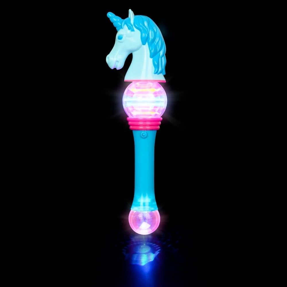 Unicorn Spinning LED Light Up Wand (Blue) (15") Batteries Included. Fun ...